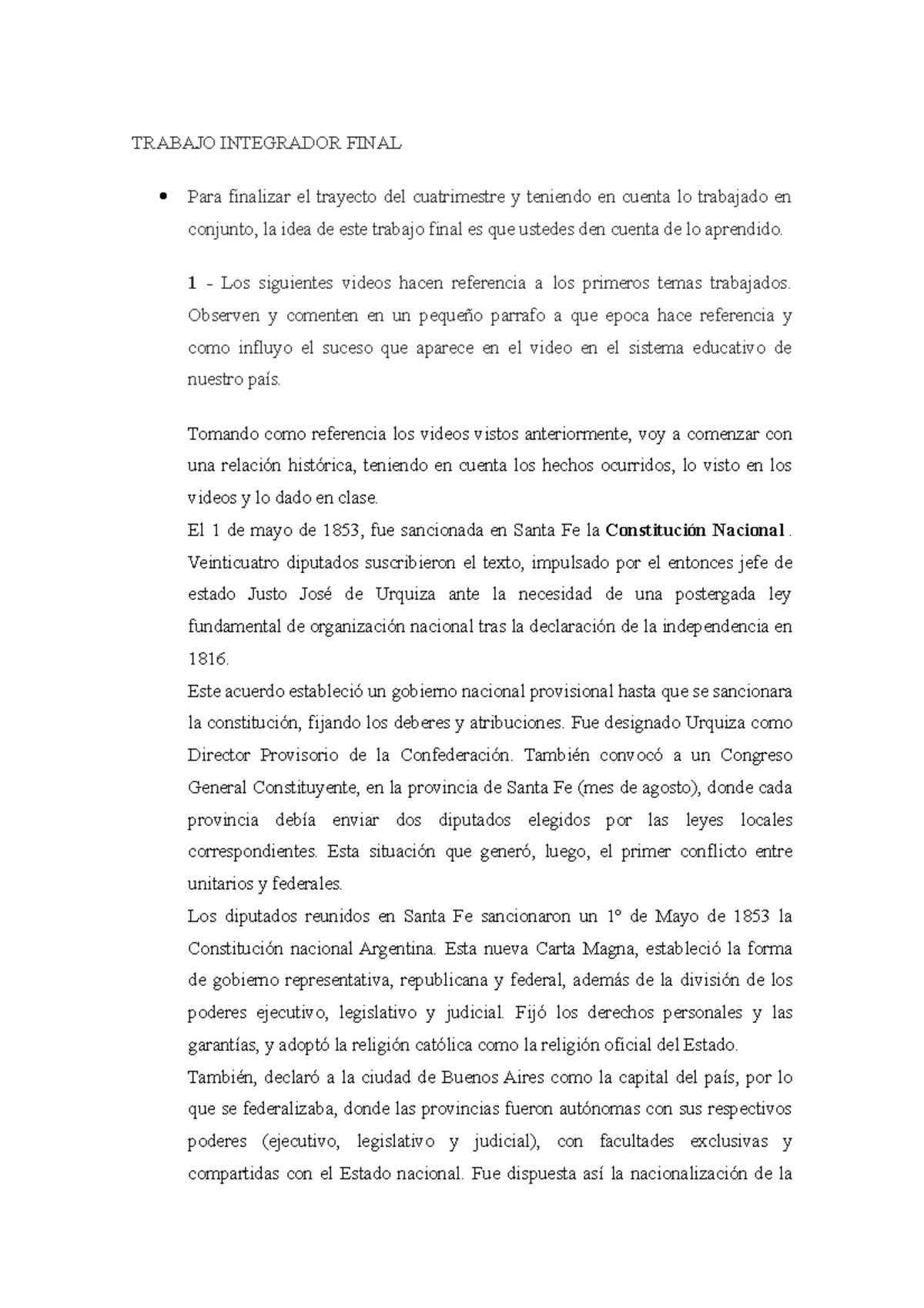 Trabajo Integrador FINAl politica - TRABAJO INTEGRADOR FINAL Para ...