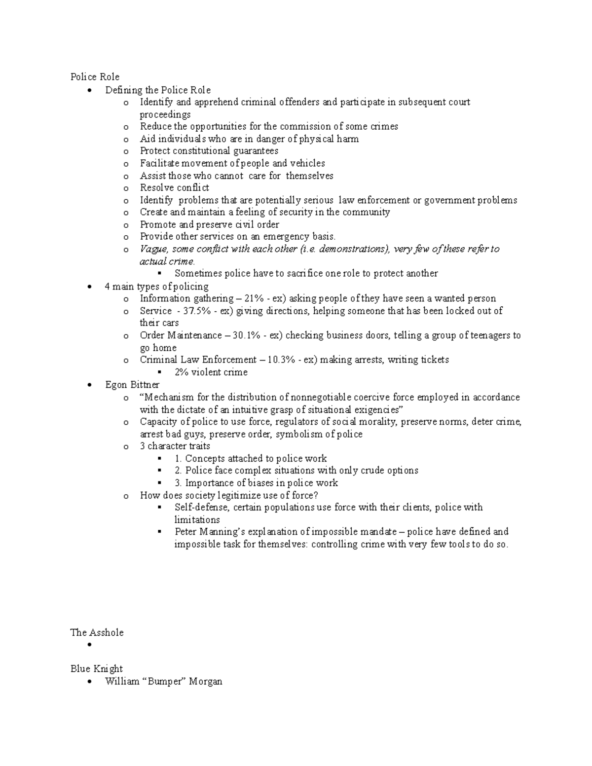 Police Role Study Guide - Police Role - Defining the Police Role o ...