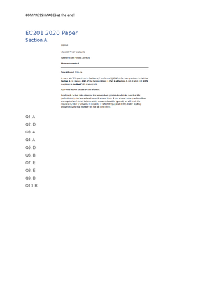 Ec2010 summer a 2023 - Past Paper A - 1 THE UNIVERSITY OF WARWICK ...