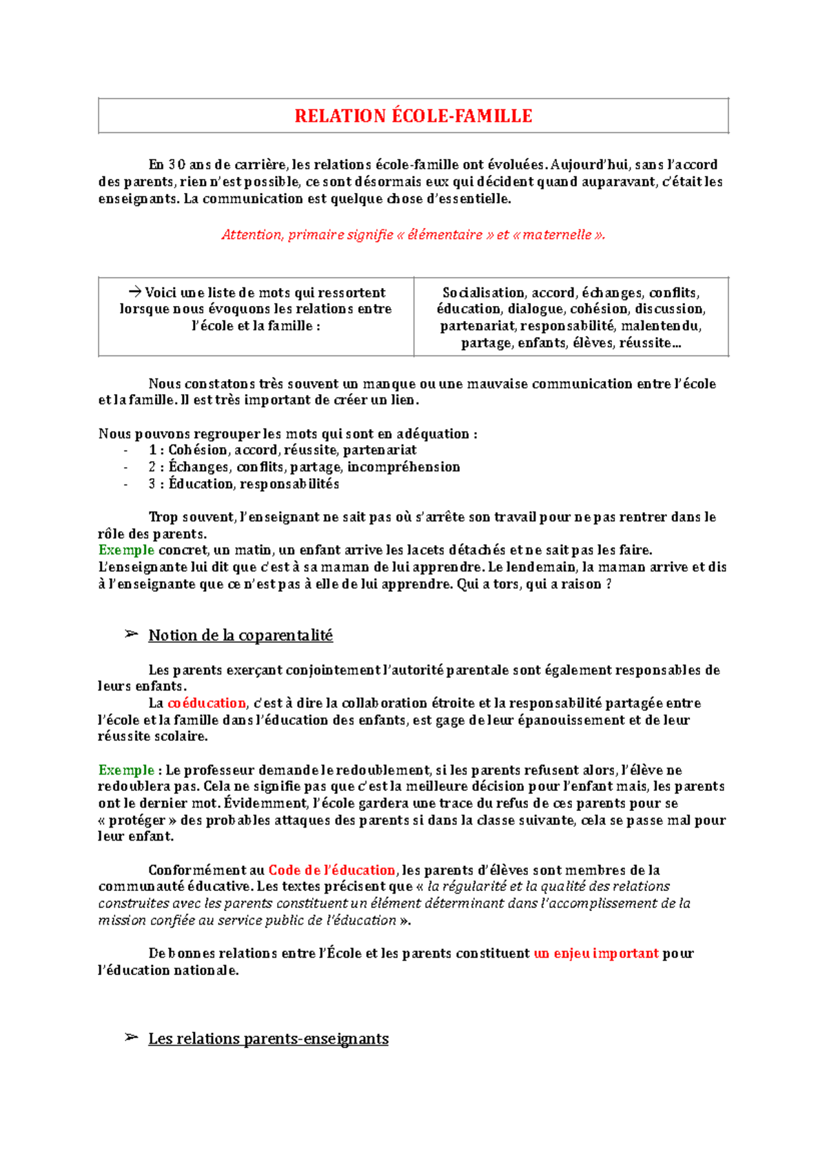 Relation École Famille 1 - En 30 ans de carrière, les relations école ...
