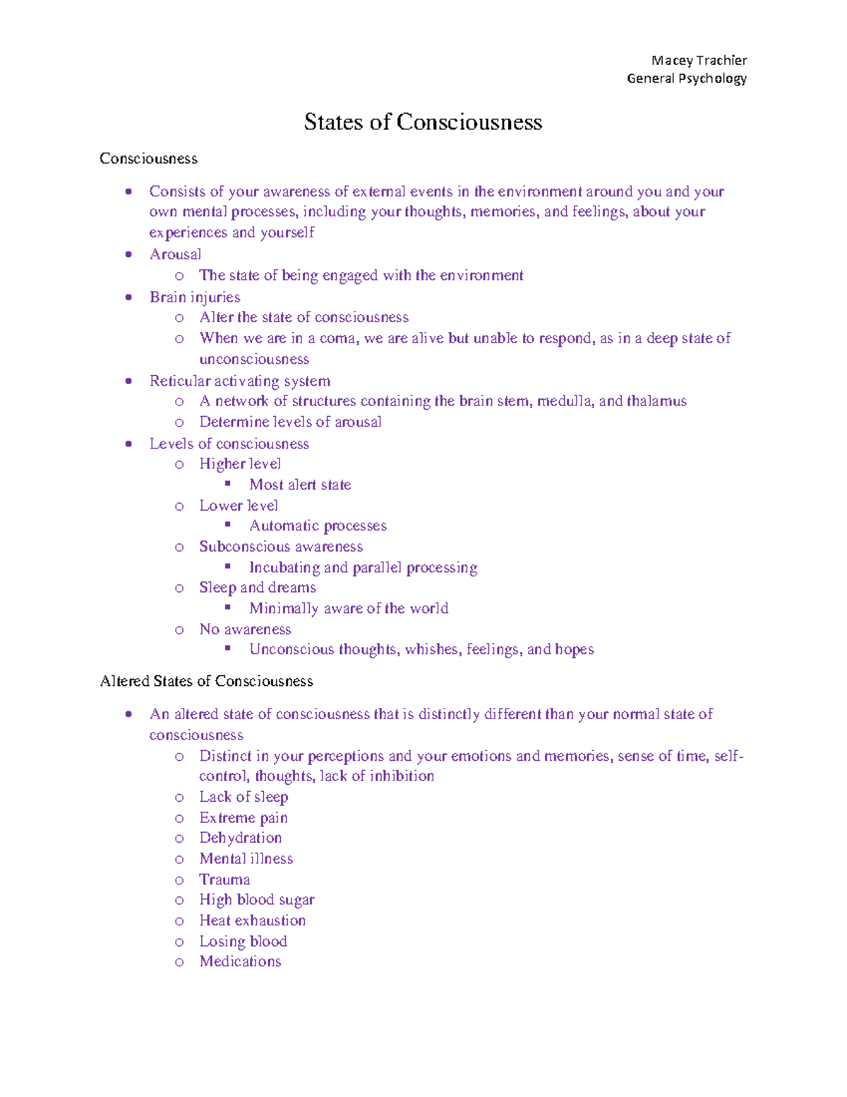 States of Consciousness - Studocu