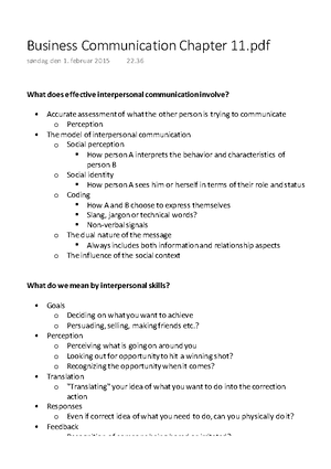 Chapter 9 Notes - Business and Professional Communication - Interview ...