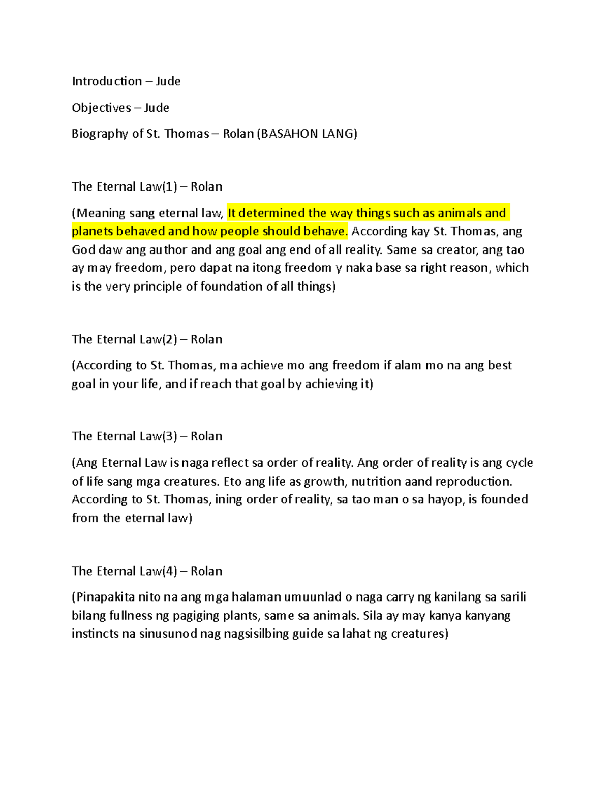 Ethics Reporting Script - Introduction – Jude Objectives – Jude ...