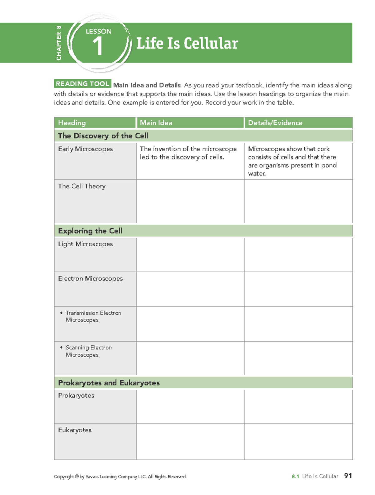 Biology Foundations Cell Structure and Function - CHAPTER 8 LESSON 1 ...