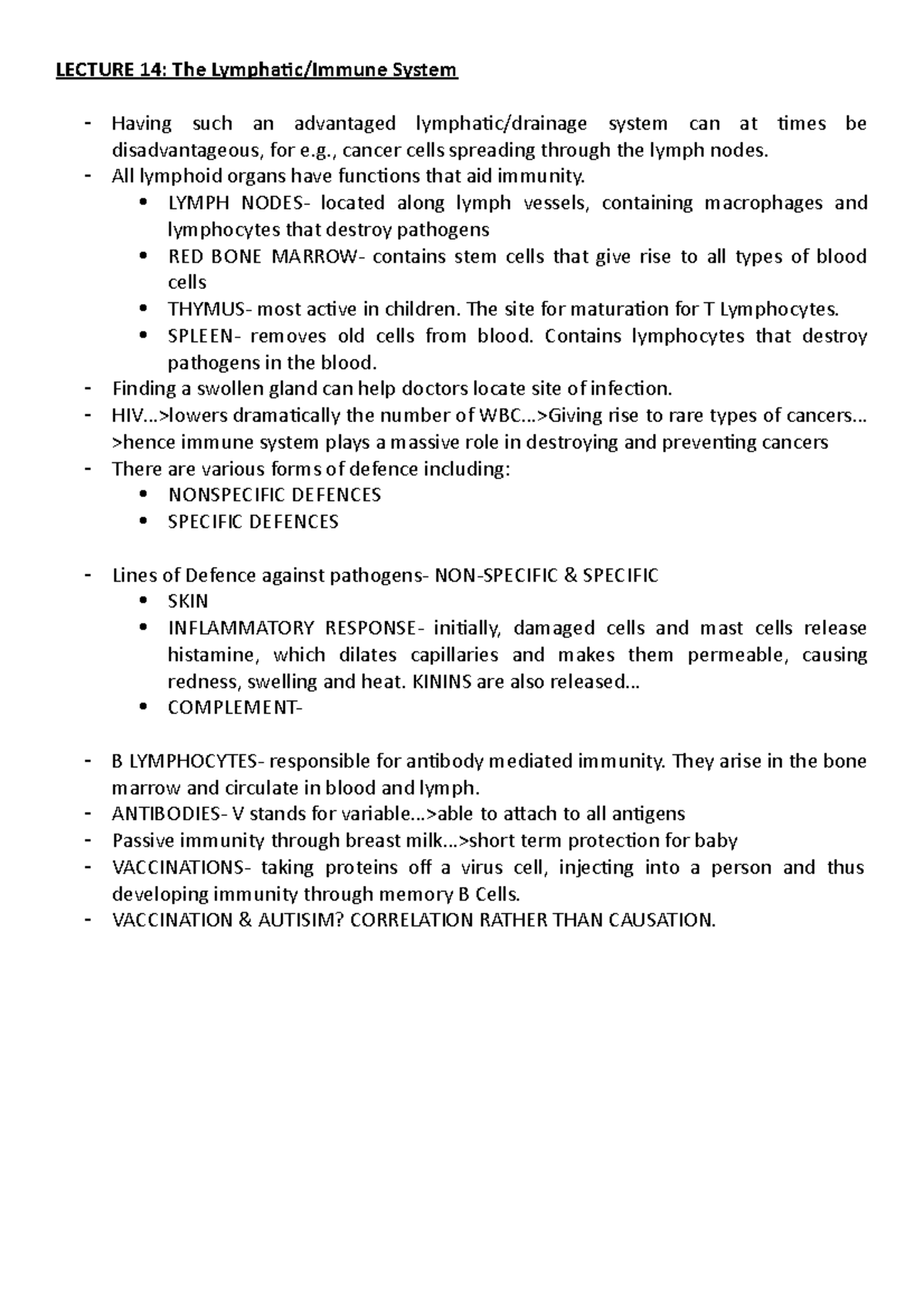 Lymphatic System - LECTURE 14: The Lymphatic/Immune System Having such ...