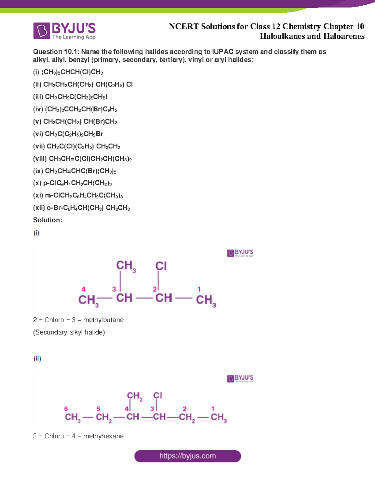 Ncert Solutions for Class 12 Chemistry Chapter 10 Haloalkanes and Haloarenes - Haloalkanes and ...