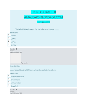 Ama leaks for Statistics 112 2020-2021 - Statistics and Probability (STAT-112) Grade 11 Week 11 ...