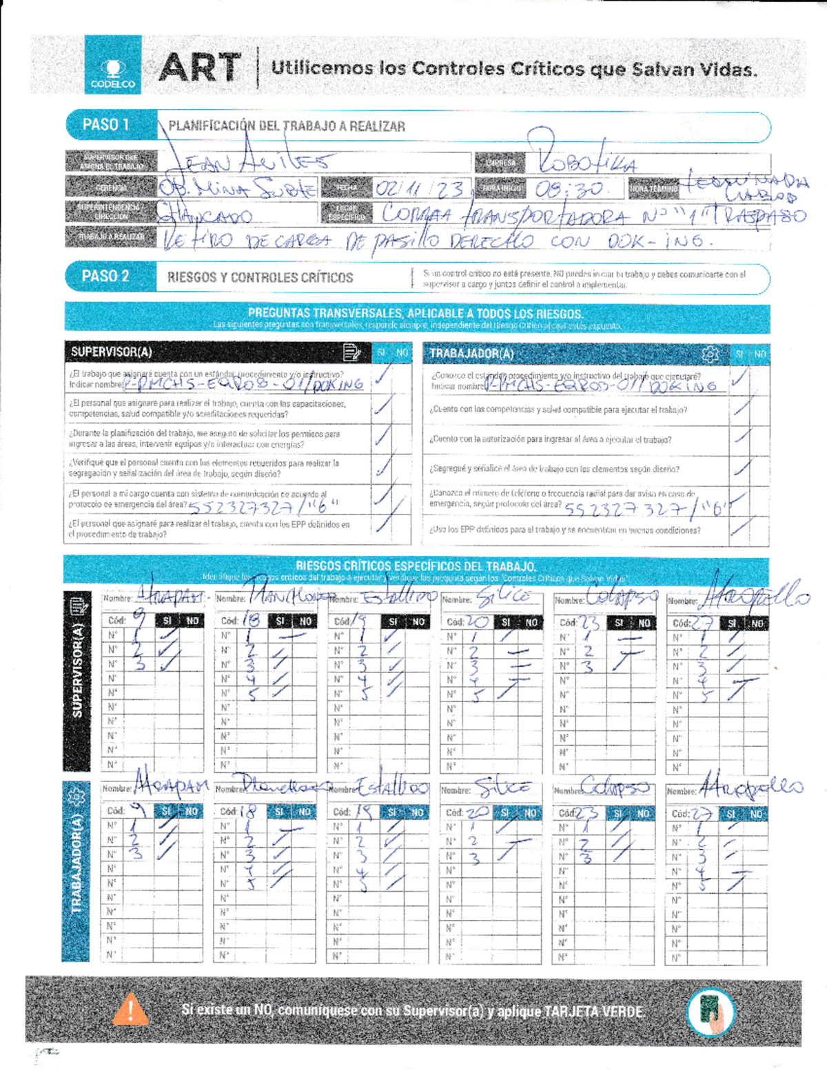 ART 20231102 0001 - FORMATO ART CODELCO - RtEScos y coNrRoLEs cRíflcos ...