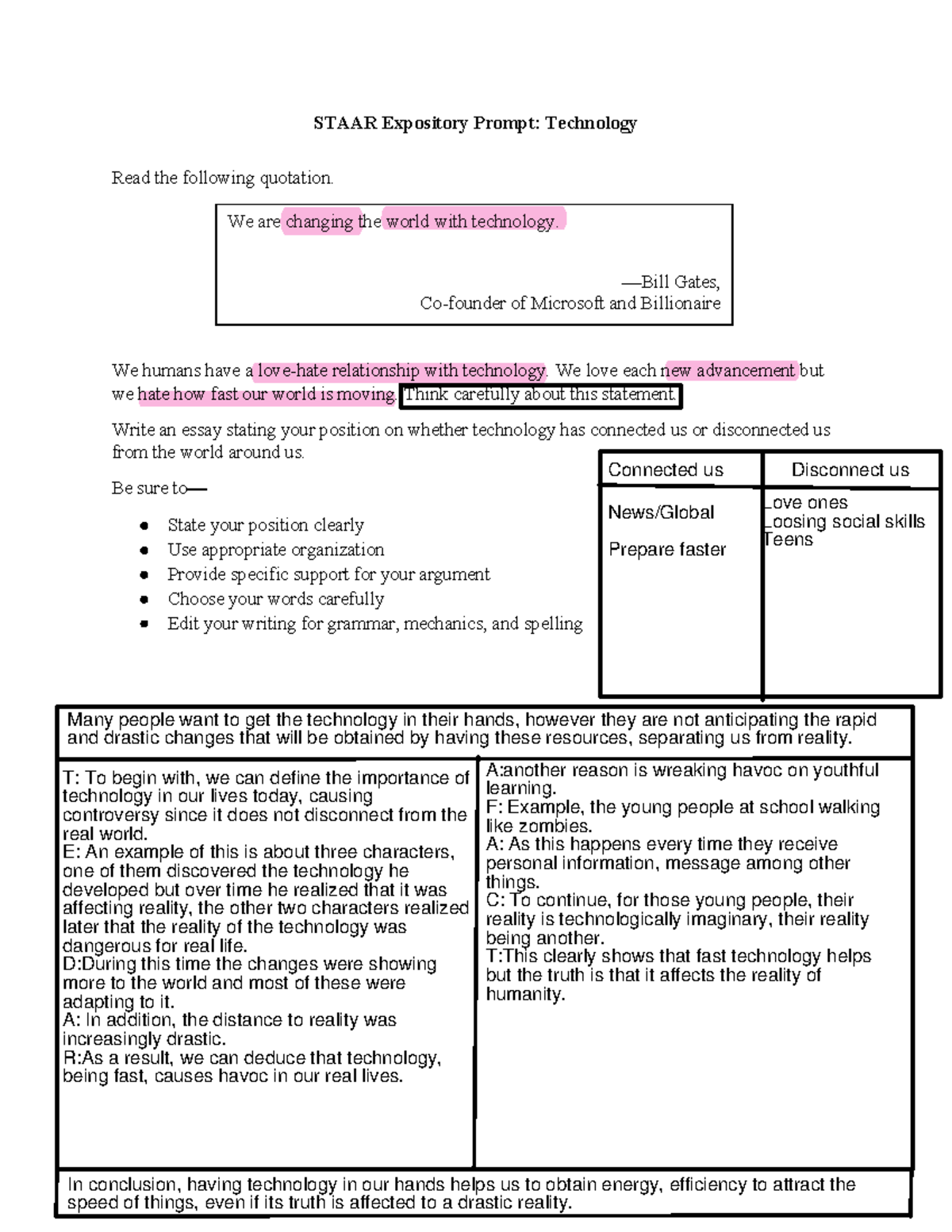 Prompt Technology - STAAR Expository Prompt: Technology Read the ...