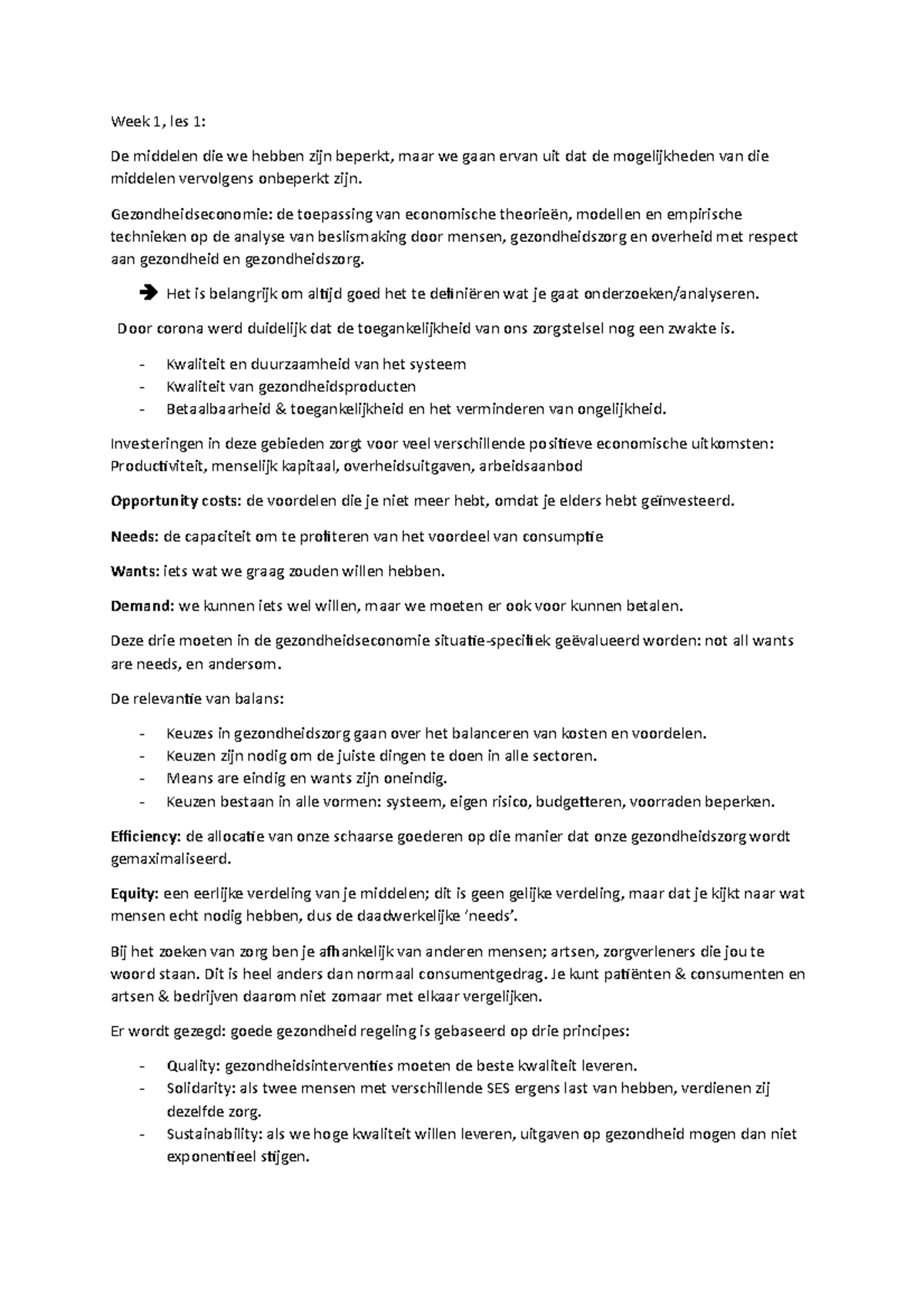 Gezondheidseconomie - periode 2 van Mn Goedgebure - Week 1, les 1: De ...