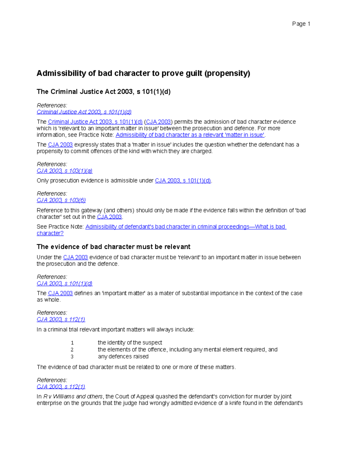 Admissibility of bad character to prove guil - For more information ...