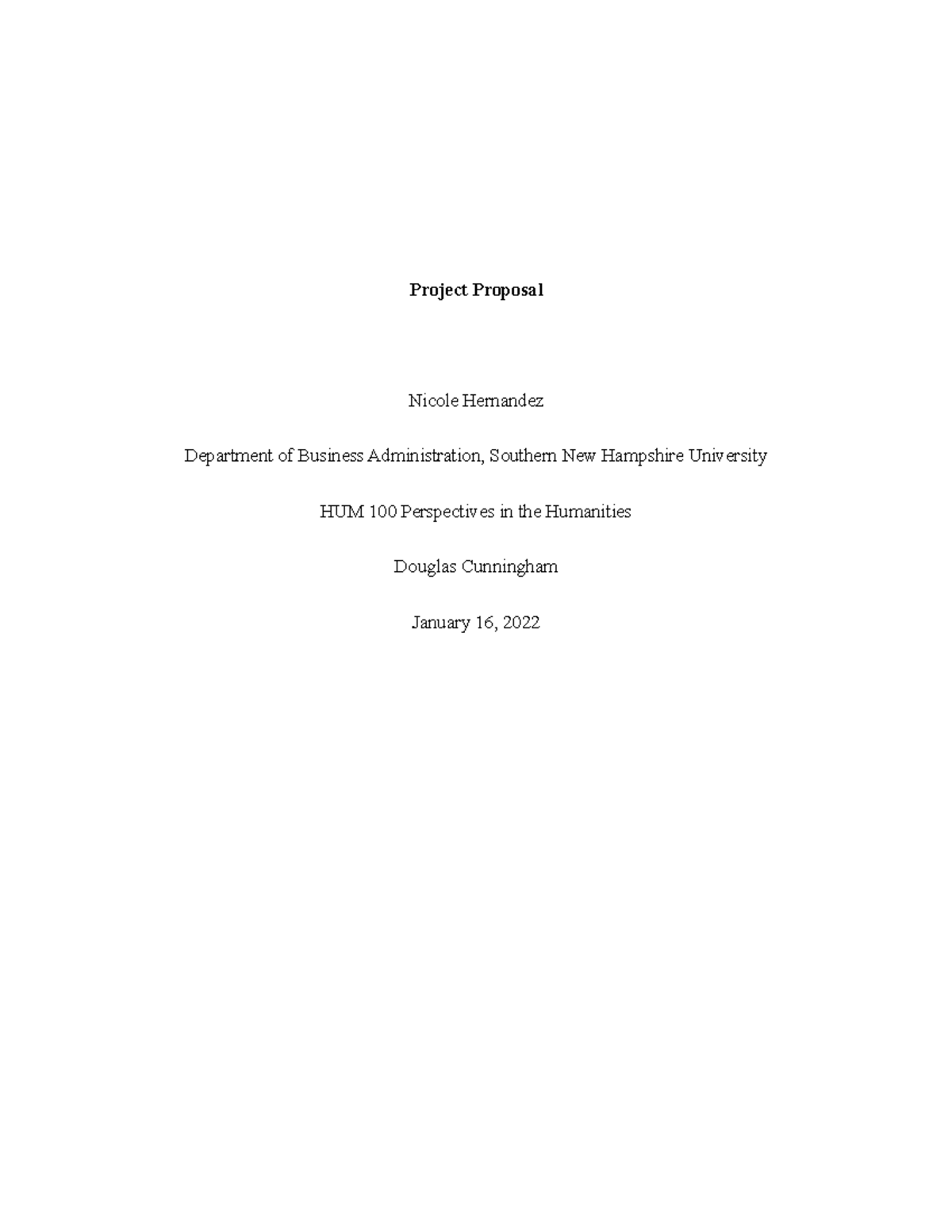 Project Proposal - Cultural work details - Project Proposal Nicole ...