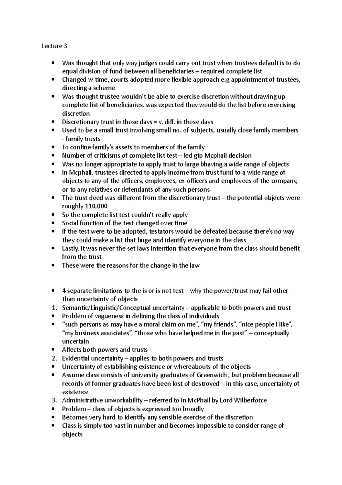 Lecture 3 - Discretionary trusts - Mark Pawlowski - Lecture 3 Was ...