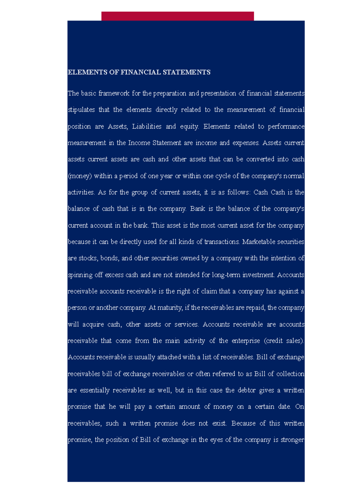 Notes Study Accounting - Elements OF Financial Statements - ELEMENTS OF ...