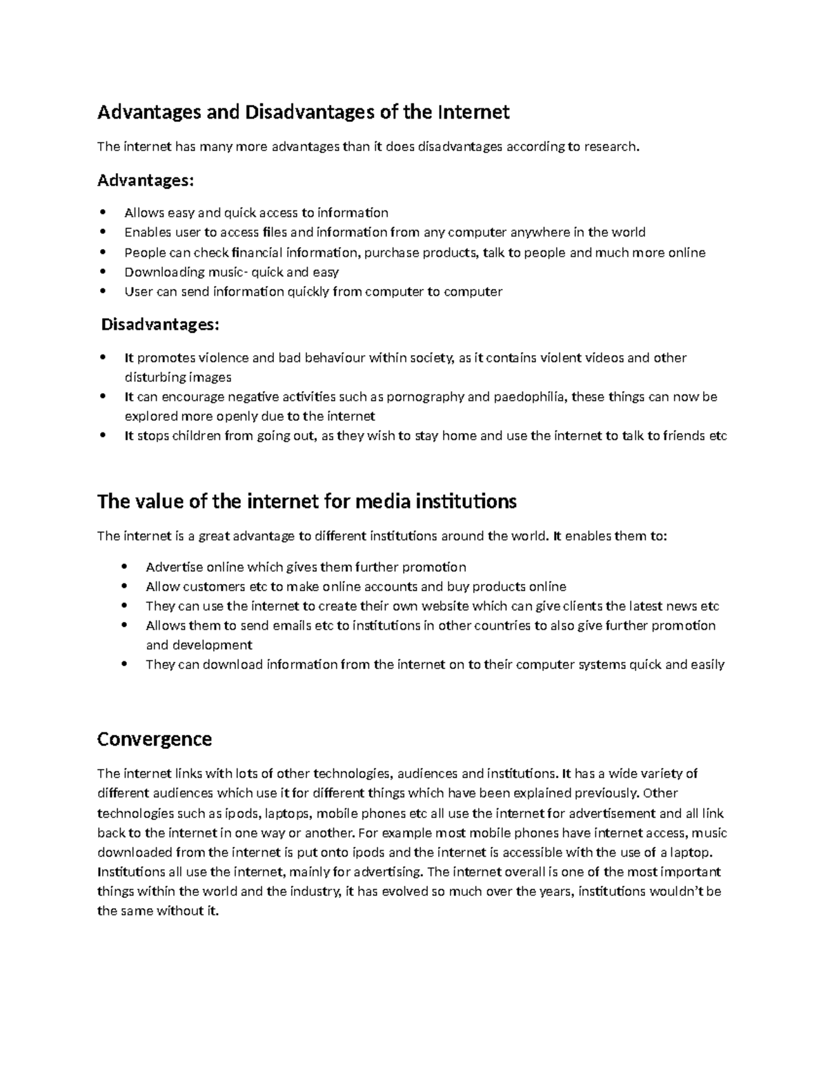 Computer Networks - Advantages and Disadvantages of the Internet The ...