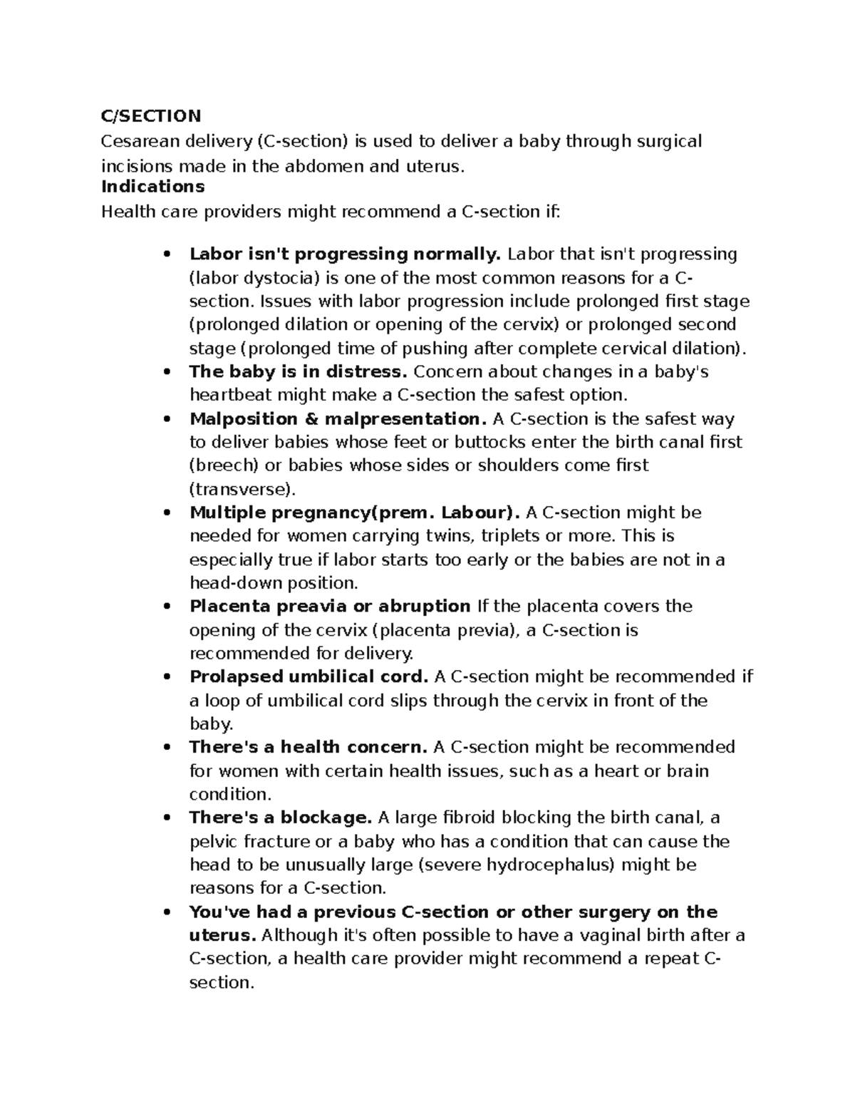 C Section - no comment - C/SECTION Cesarean delivery (C-section) is ...