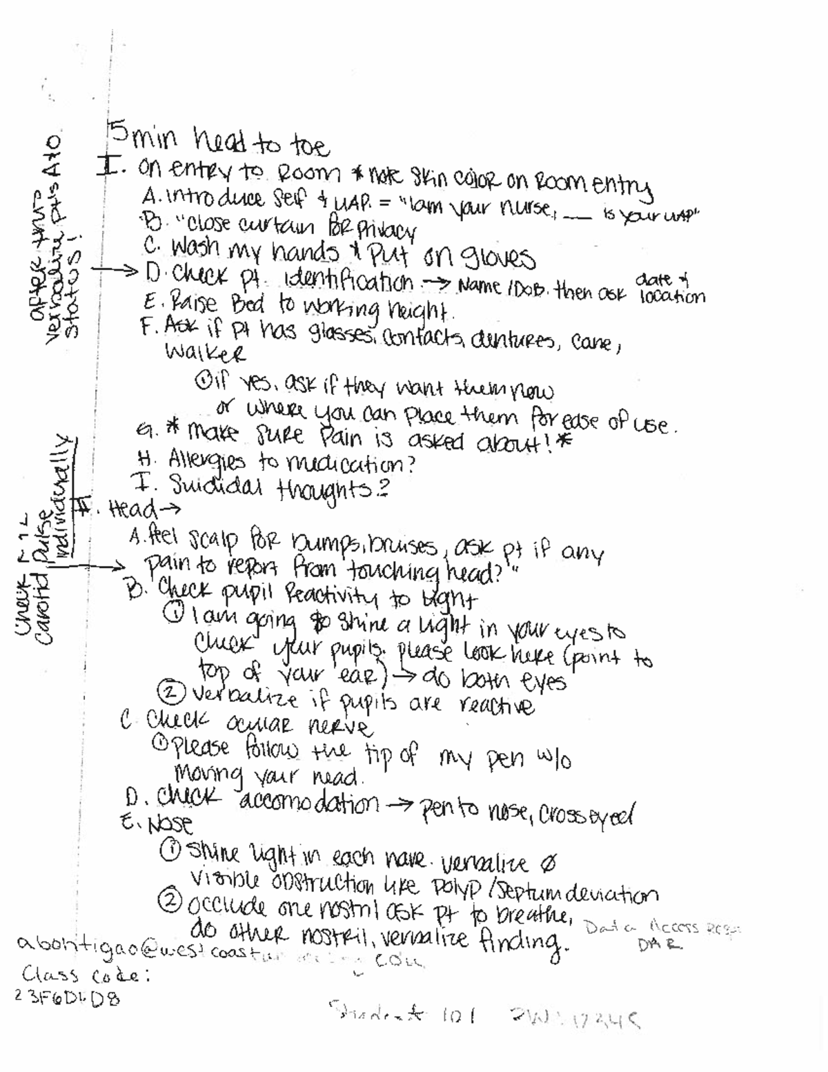 Head to toe assessment - .this document includes all of the OB meds ...