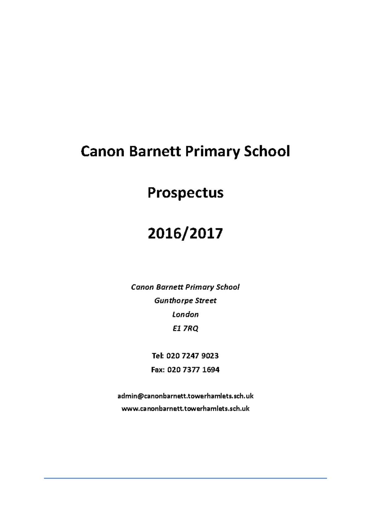 Prospectus website 2016 - 17 - Canon Barnett Primary School Prospectus ...