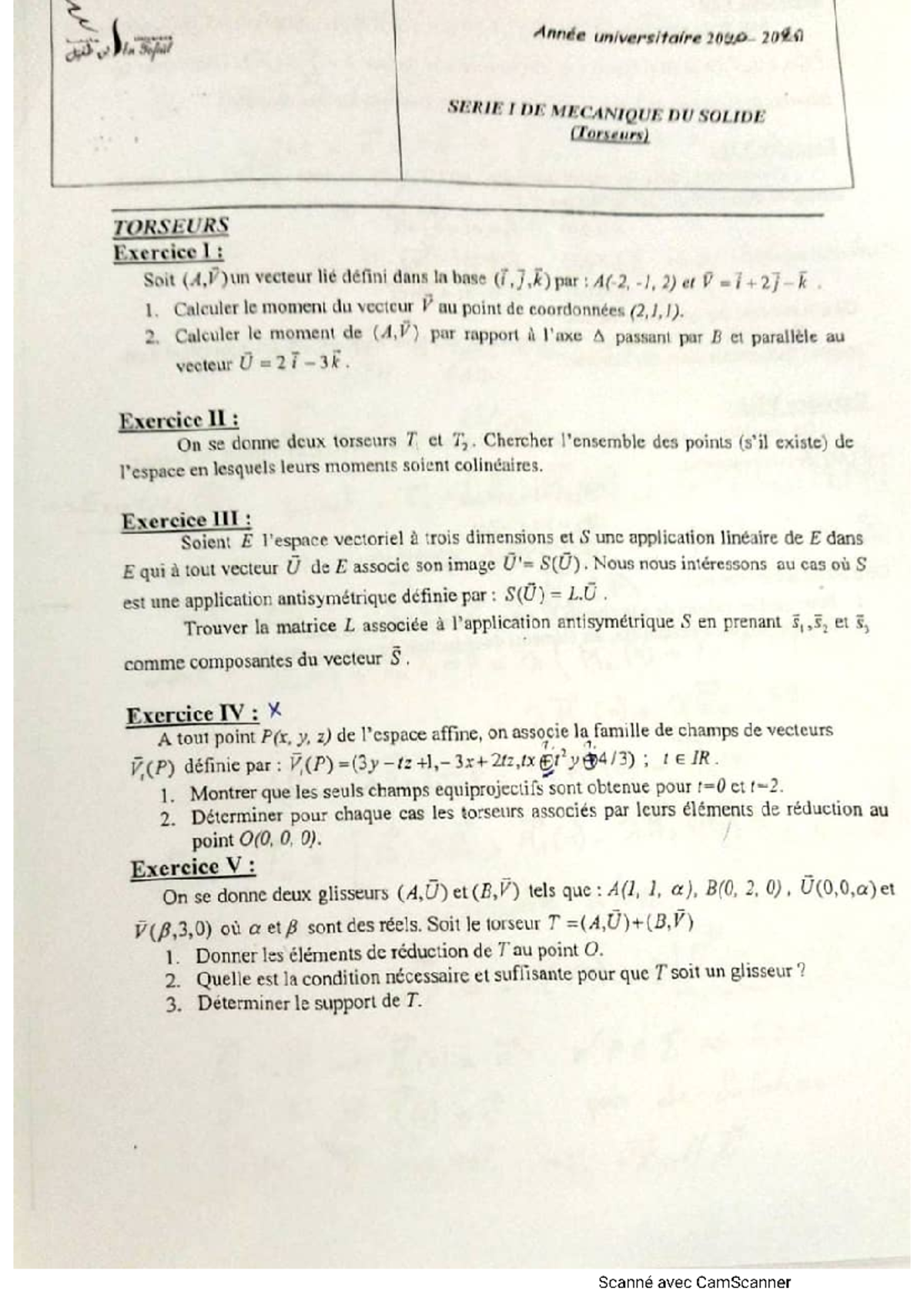 TD Meca smp s3 - Les td - Physique 1 Mécanique1 - Studocu