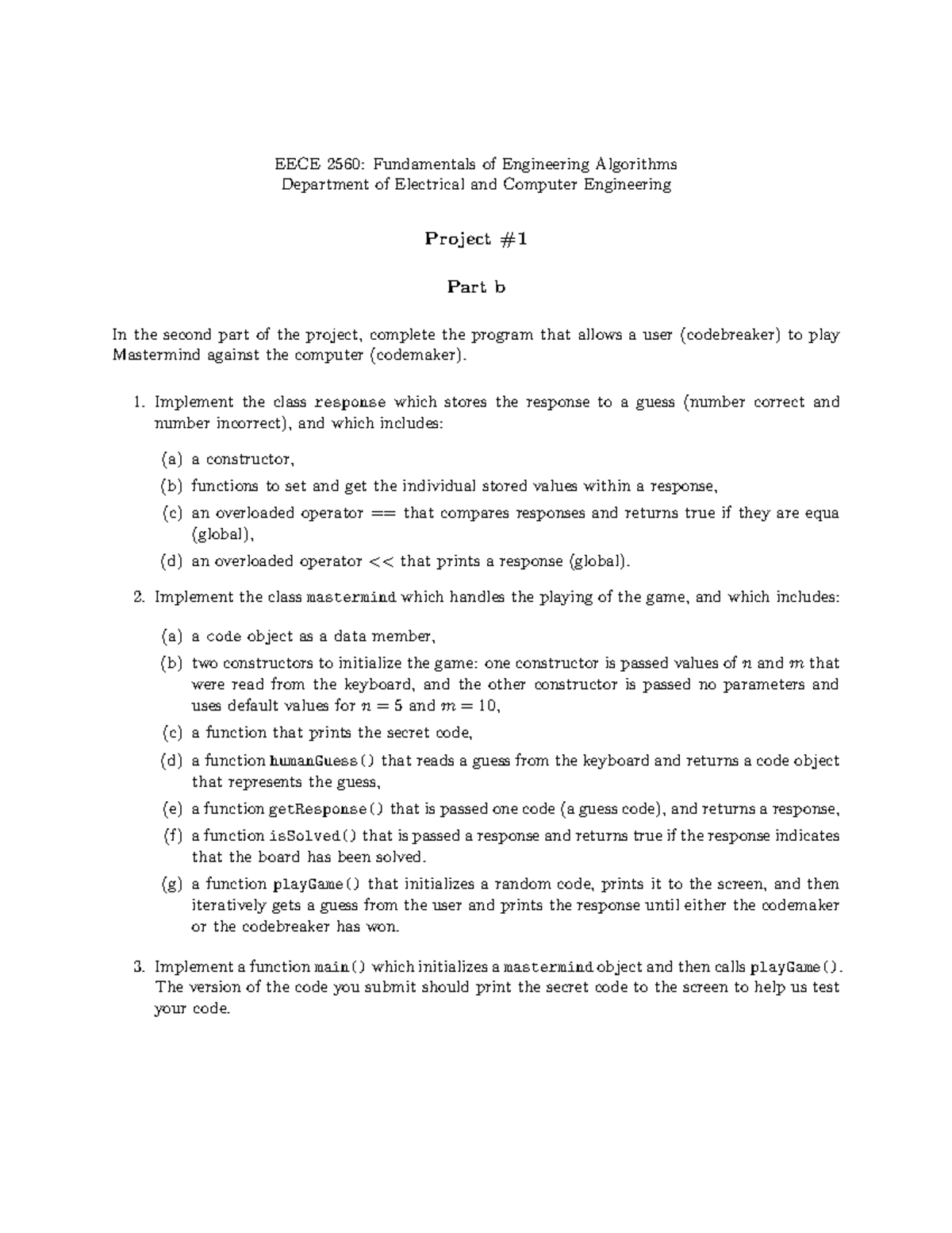 P1b-1 - Project 1 - EECE 2560: Fundamentals of Engineering Algorithms Department of Electrical ...