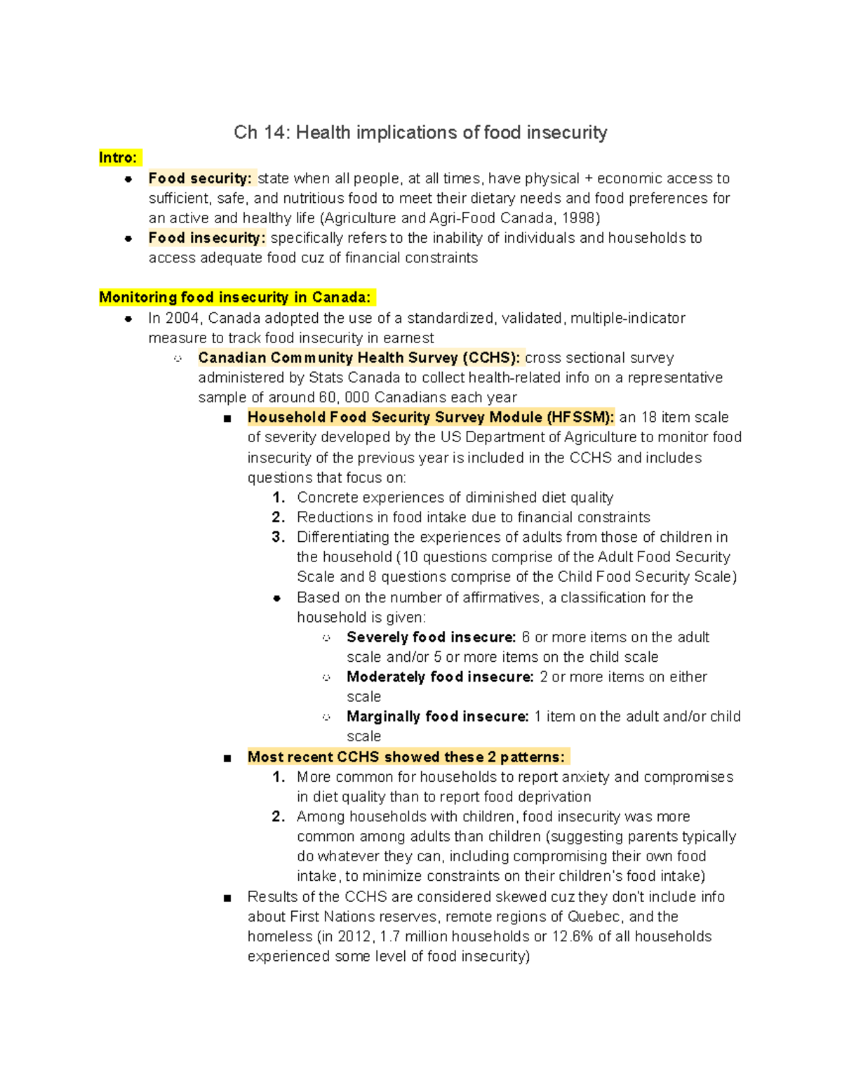 Ch 14 Health implications of food insecurity - Ch 14: Health ...
