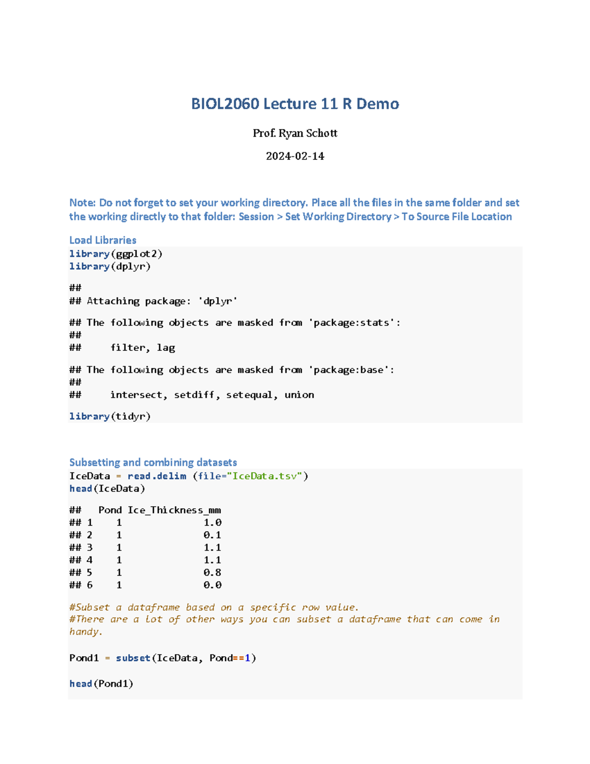 BIOL2060 Lecture 11 R Demo - BIOL2060 Lecture 11 R Demo Prof. Ryan ...