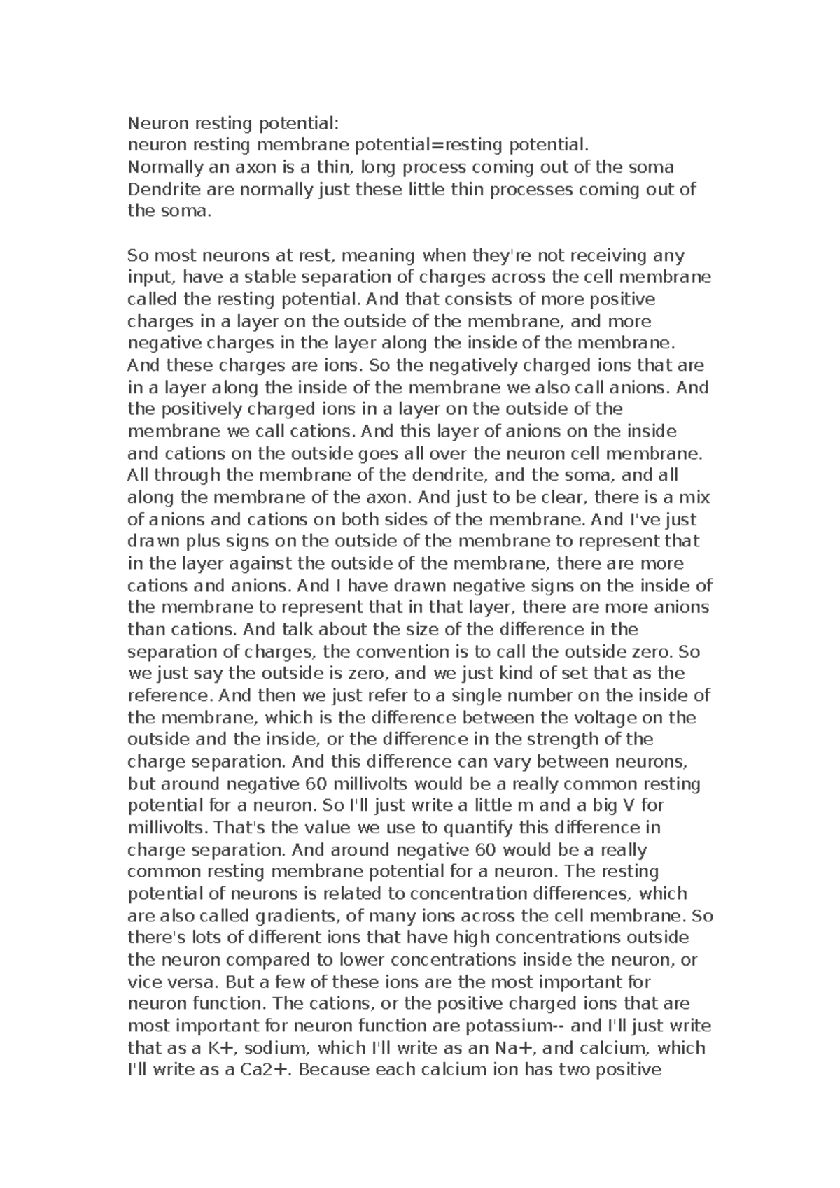 Neuron resting potential explanation - Neuron resting potential: neuron ...