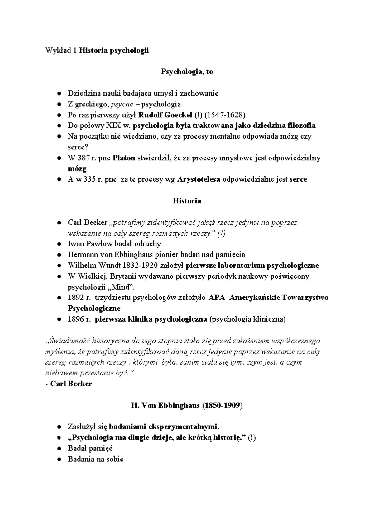 Psychologia wykład prezentacje - Wykład 1 Historia psychologii ...