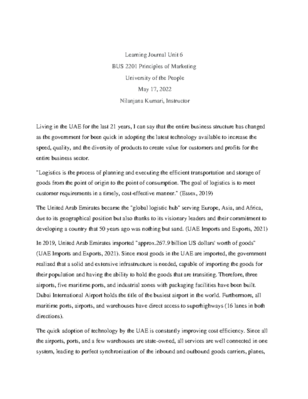 BUS2201 Learning Journal Unit 6 - Learning Journal Unit 6 BUS 2201 ...