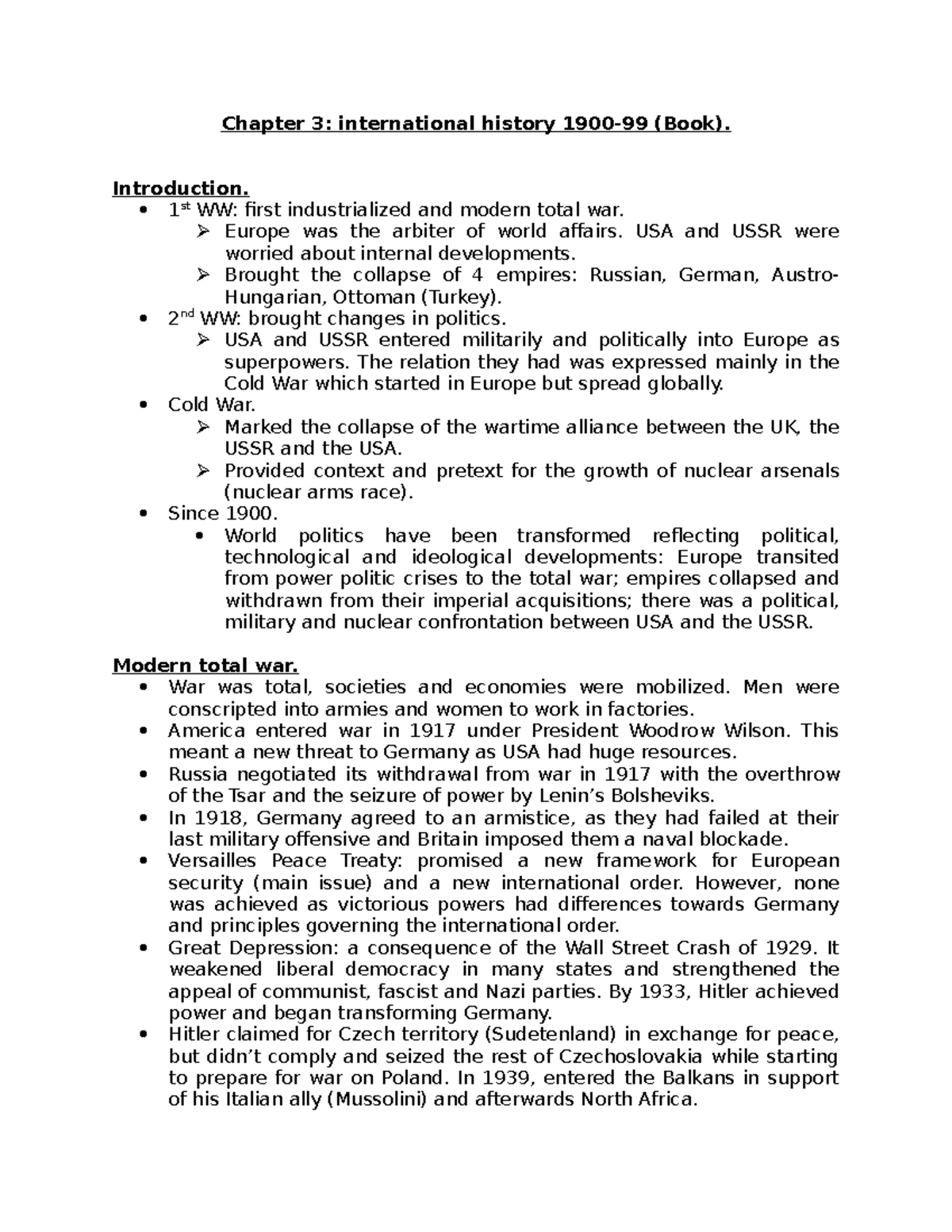 International Relations - Chapter 3: international history (Book ...