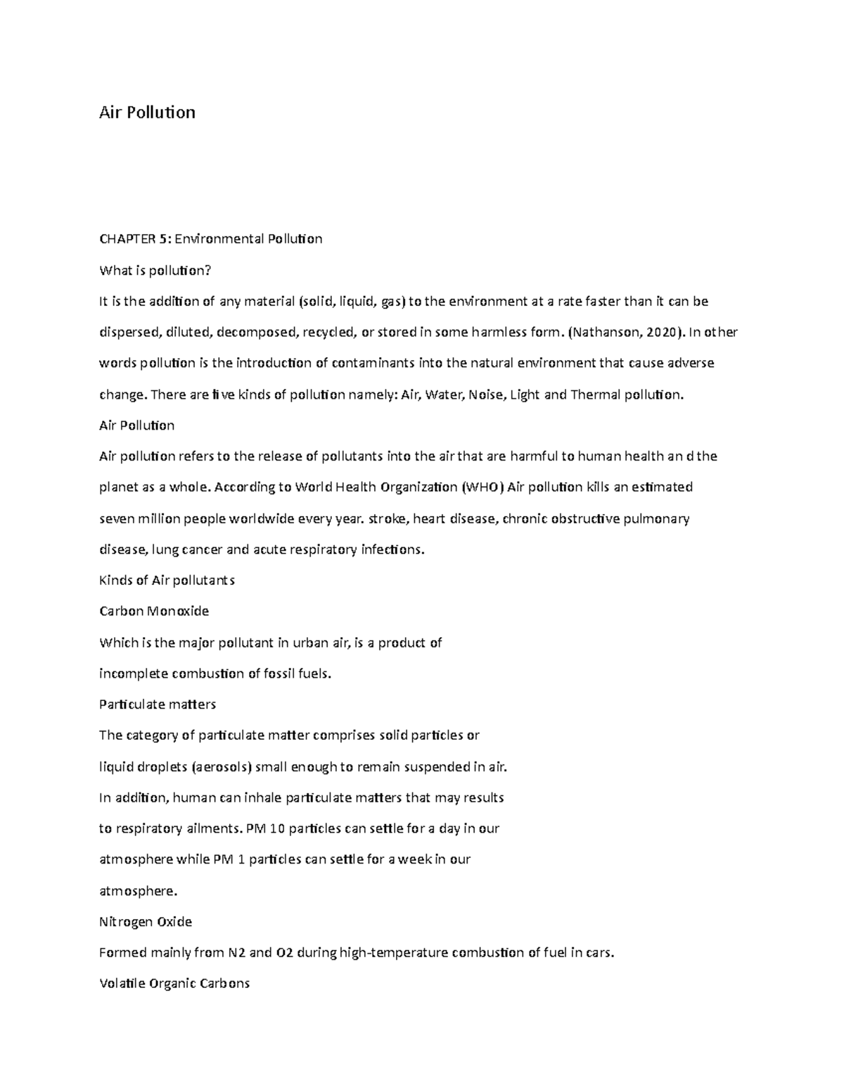 Air Pollution - College Lecture - Air Pollution CHAPTER 5 ...