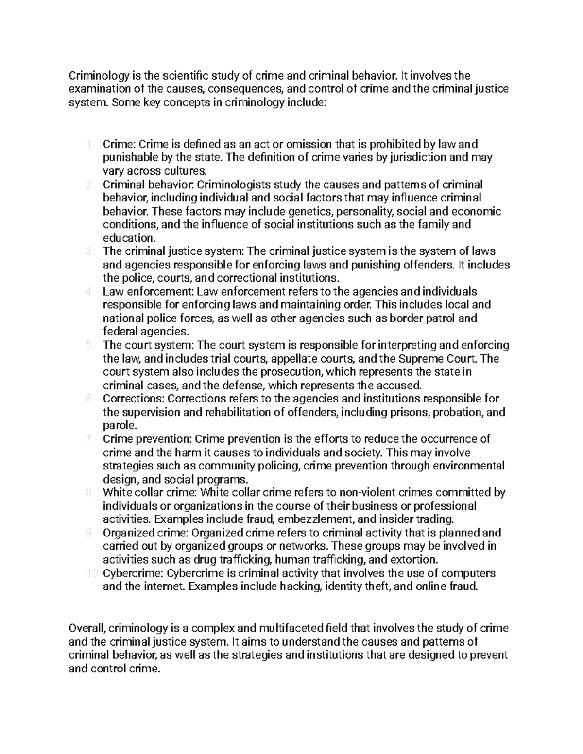 Intro to criminology - Criminology is the scientific study of crime and ...