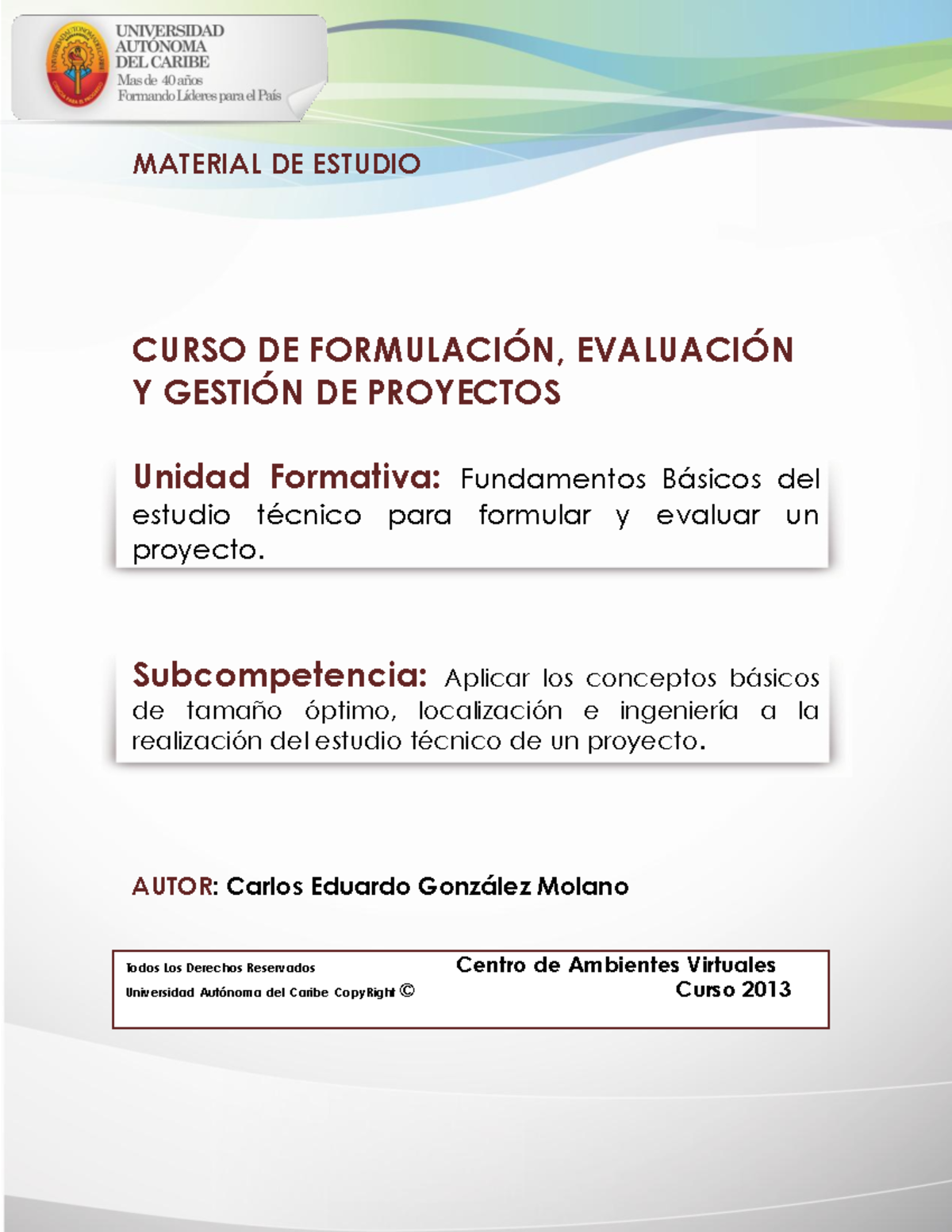 FOR Y EVAL PROY Unid 3 - vvvvv - MATERIAL DE ESTUDIO CURSO DE ...