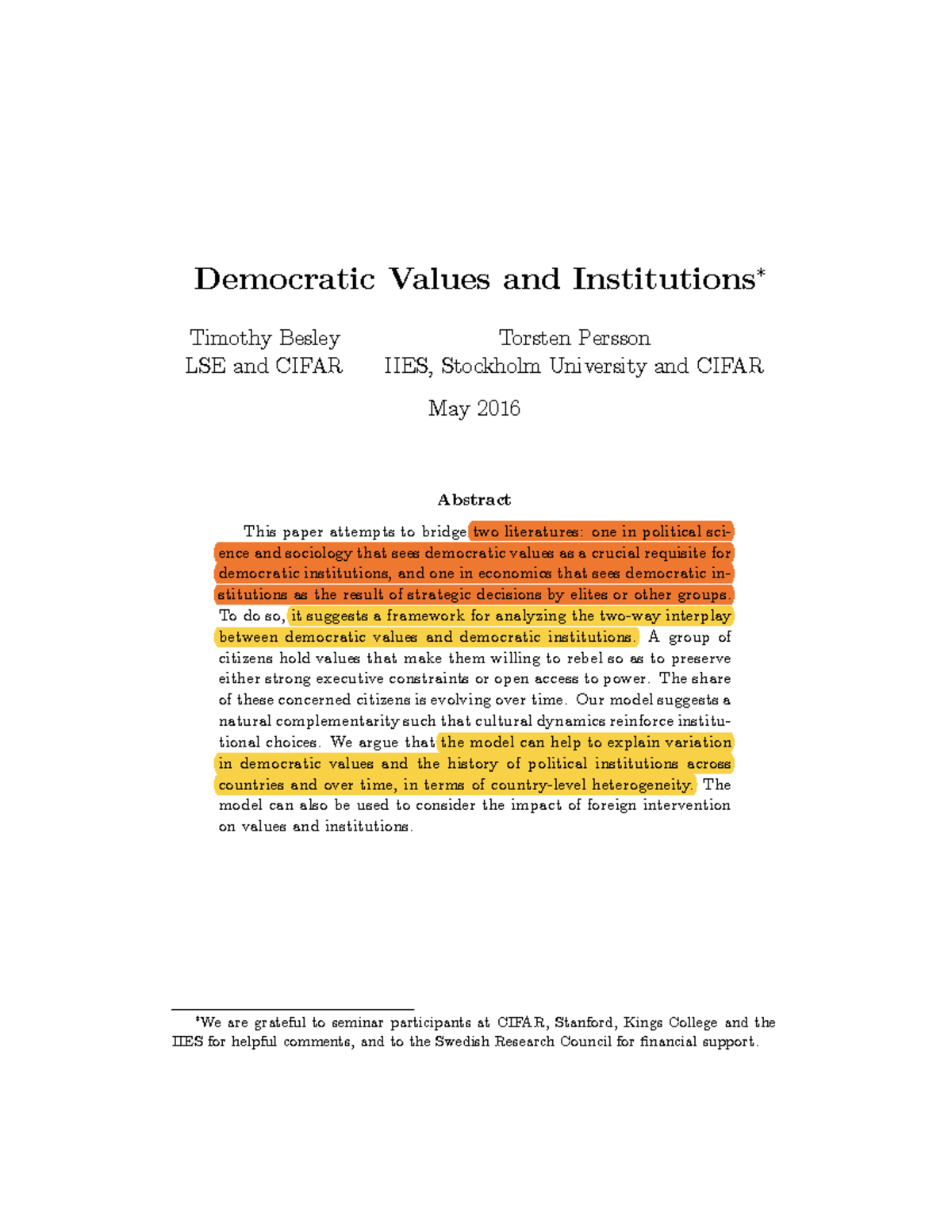 Democractic values and institutions - Democratic Values and ...