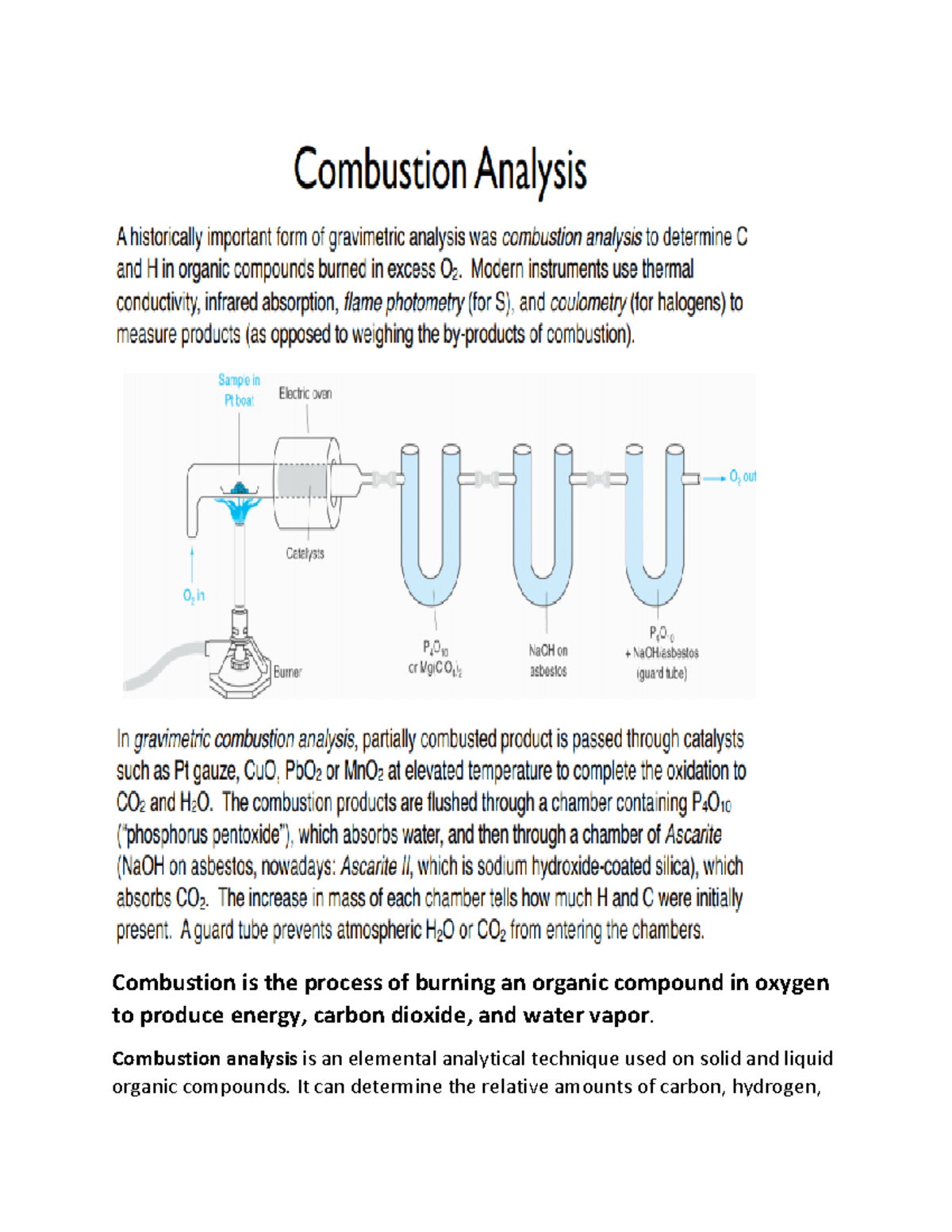 Module 5 Lesson 2 Combustion Analysis - Combustion is the process of ...