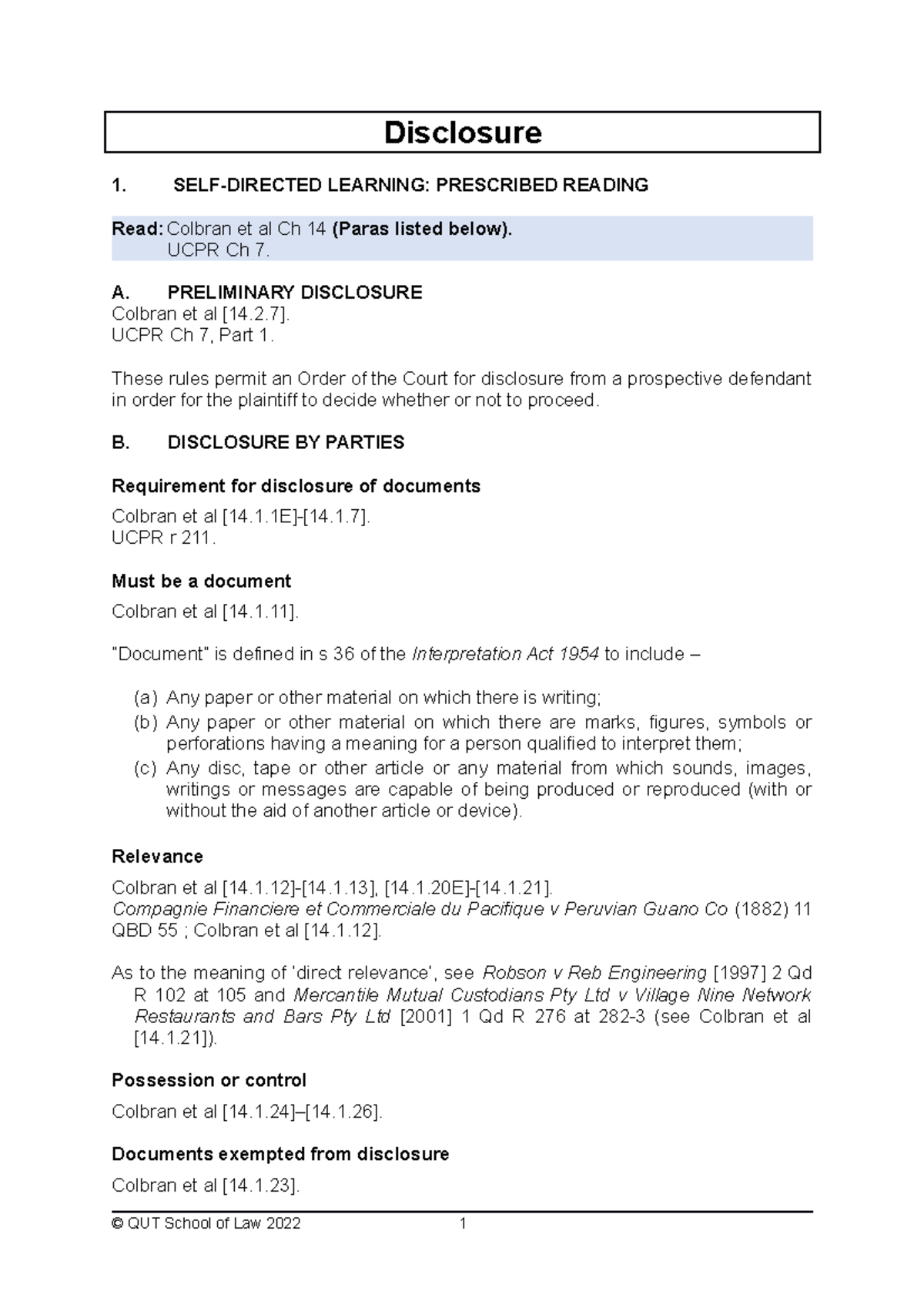 Disclosure - Course material - Disclosure 1. SELF-DIRECTED LEARNING ...
