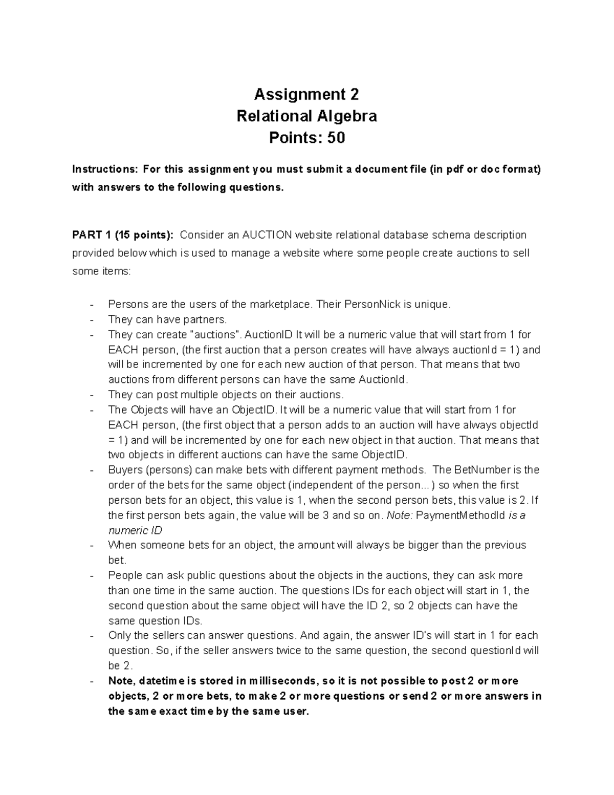 Assignment 2 Spring 2021 (Relational Algebra) - Solutions - Assignment ...