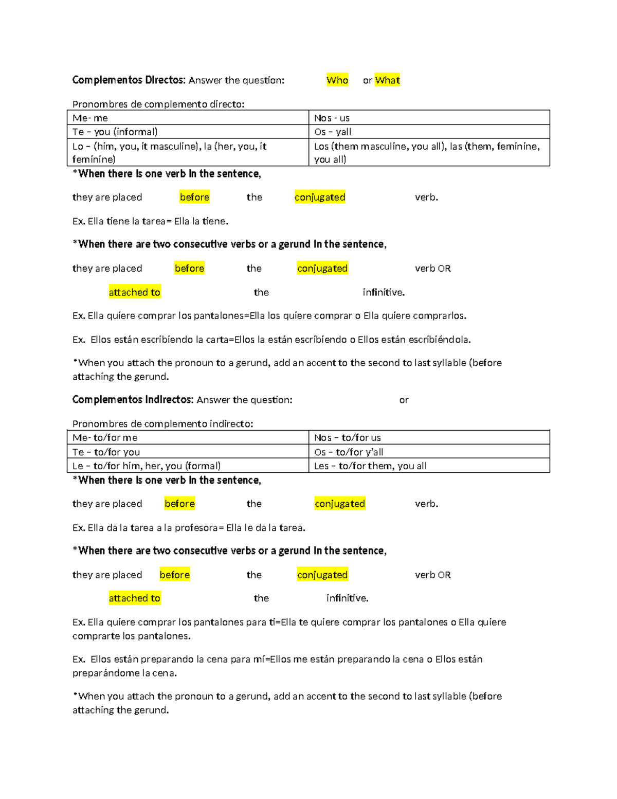 Complementos+Directos Indirectos Gustar Studentversion - Complementos ...