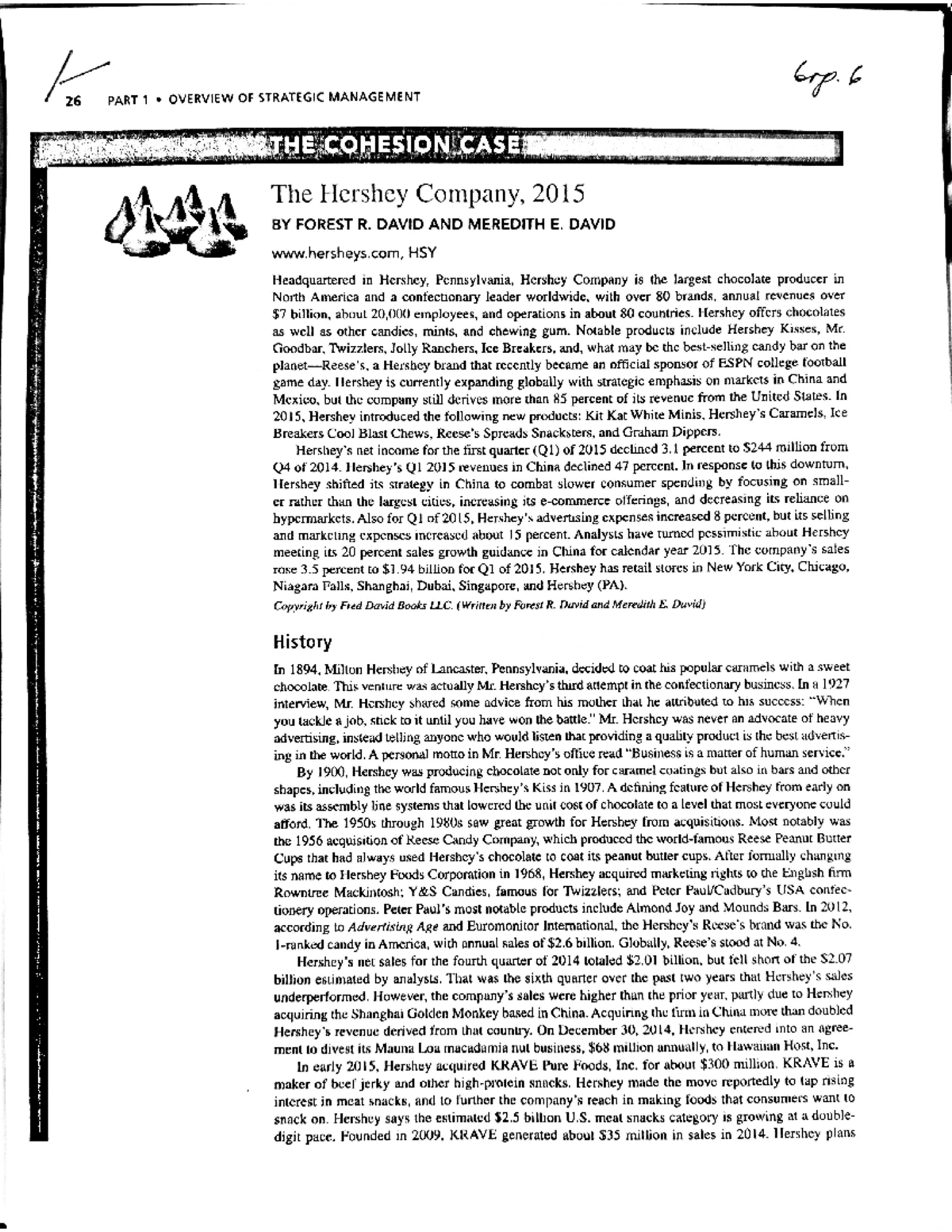 Case-Study - case study - 6rp. 6 26 PART 1 OVERVIEW OF STRATEGIC MANAGEMENT THE COHESION CASE ...