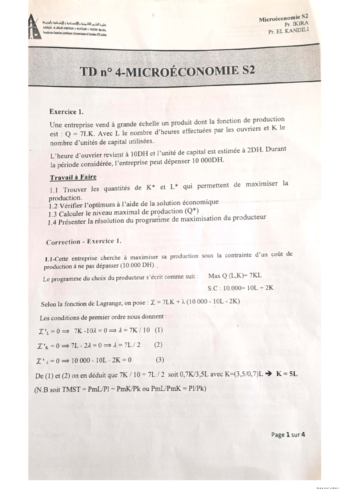 TD n4 microéconomie s2 - finance publiques s4 fsjes el jadida - droit de la consommation - Studocu