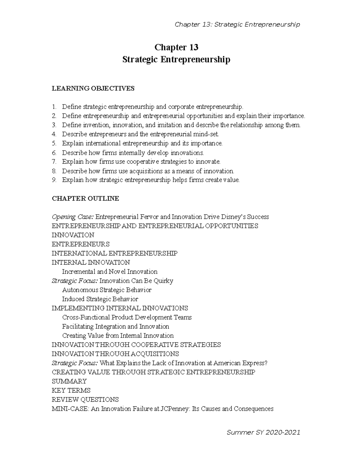 C13 - Strategic Entrepreneurship - Chapter 13 Strategic ...