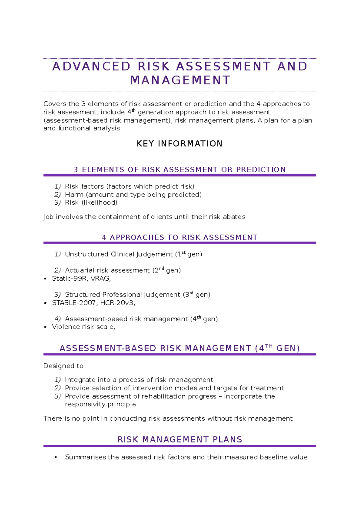 Advanced Risk Assessment and Management 6 - A D VA N C E D R I S K A S ...