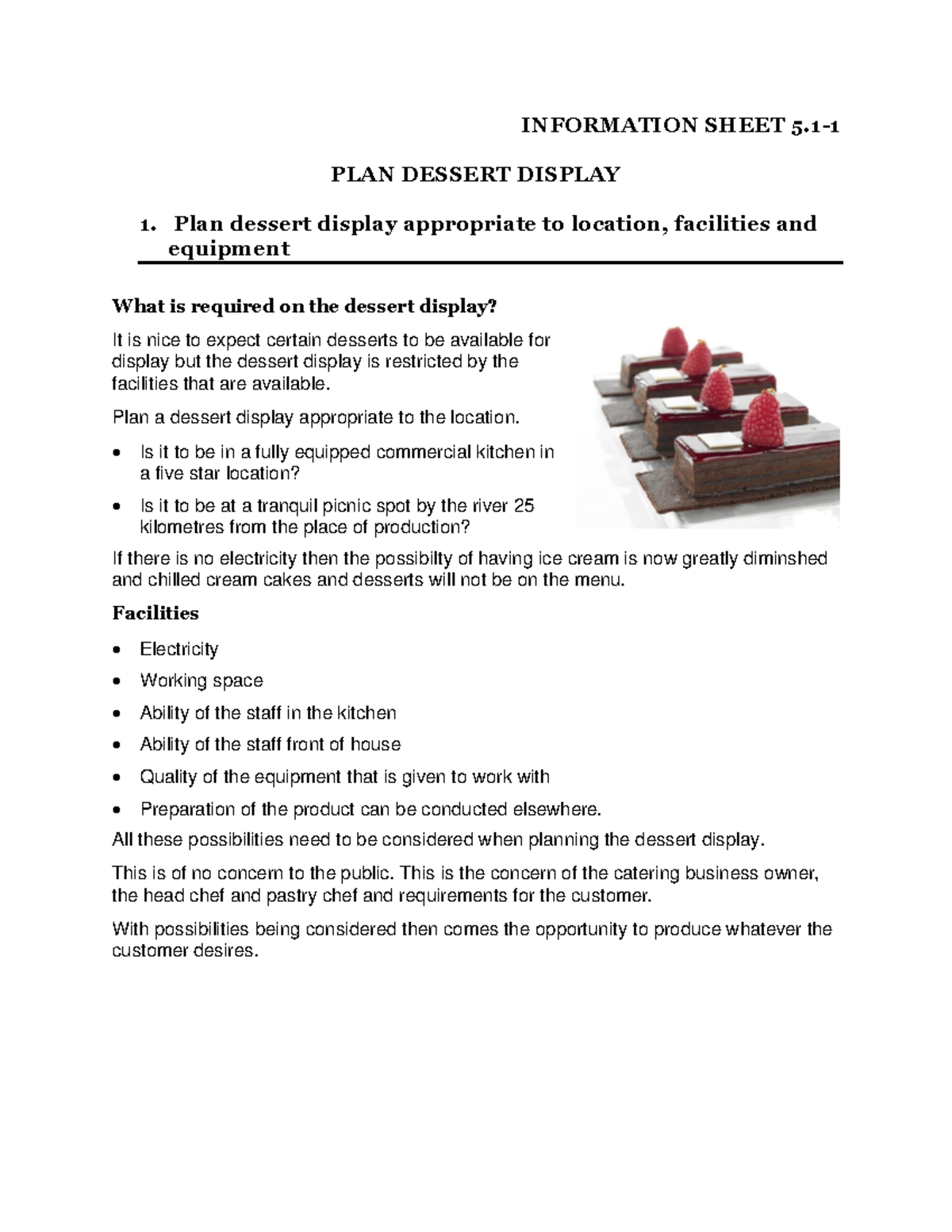 Information Sheet 5 - N/A - INFORMATION SHEET 5- PLAN DESSERT DISPLAY 1 ...