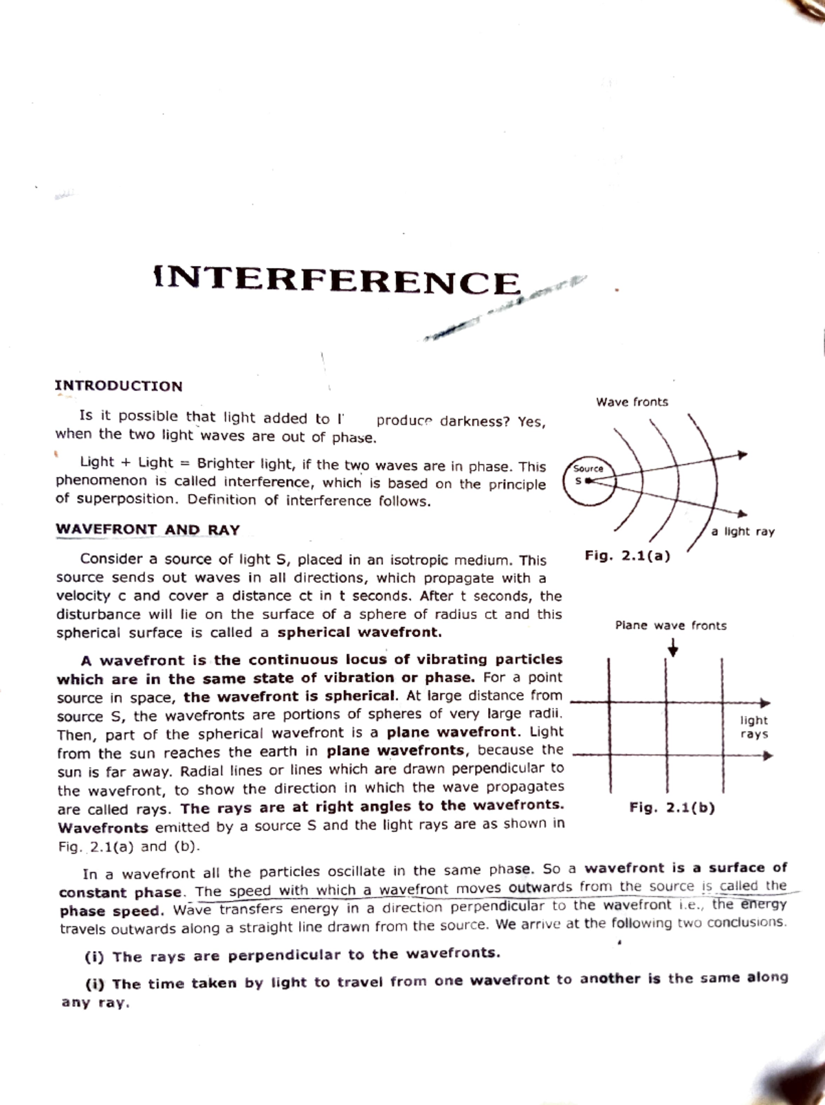 Interference pdf - INTERFERENCE INTRODUCTION Wave fronts Is it possible ...
