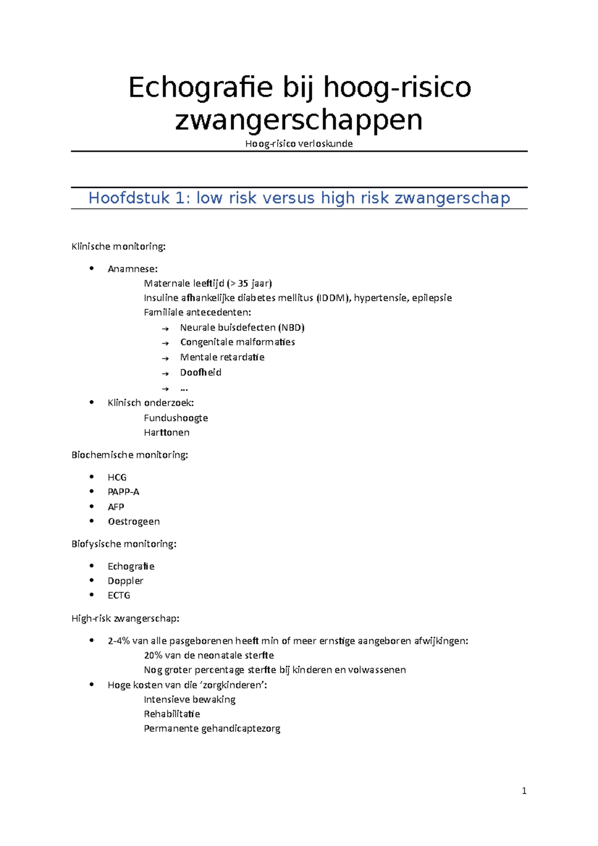 Echografie - .. Klinisch onderzoek: Fundushoogte Harttonen Biochemische ...