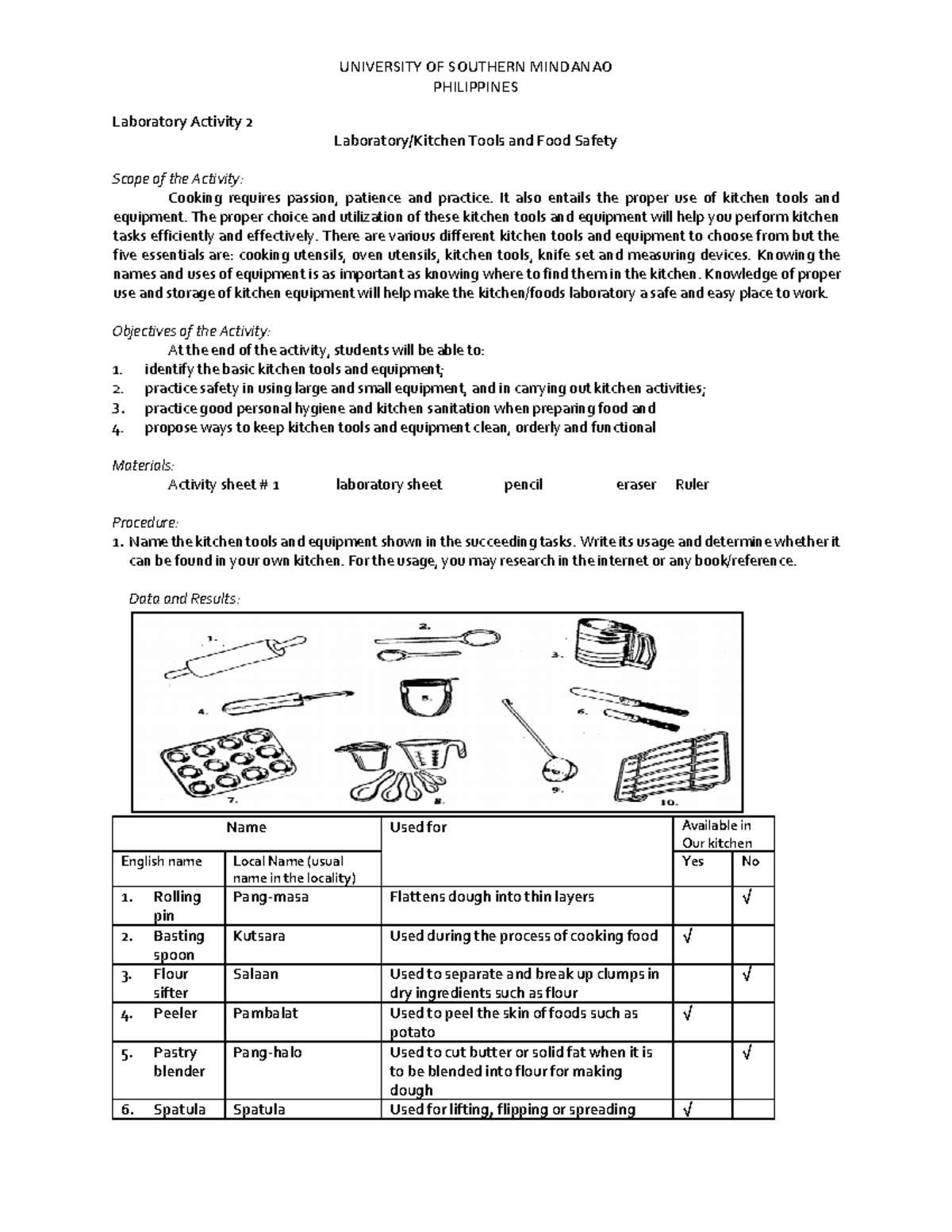 BF LAB 2 - ACTIVITIES - PHILIPPINES Laboratory Activity 2 Laboratory ...