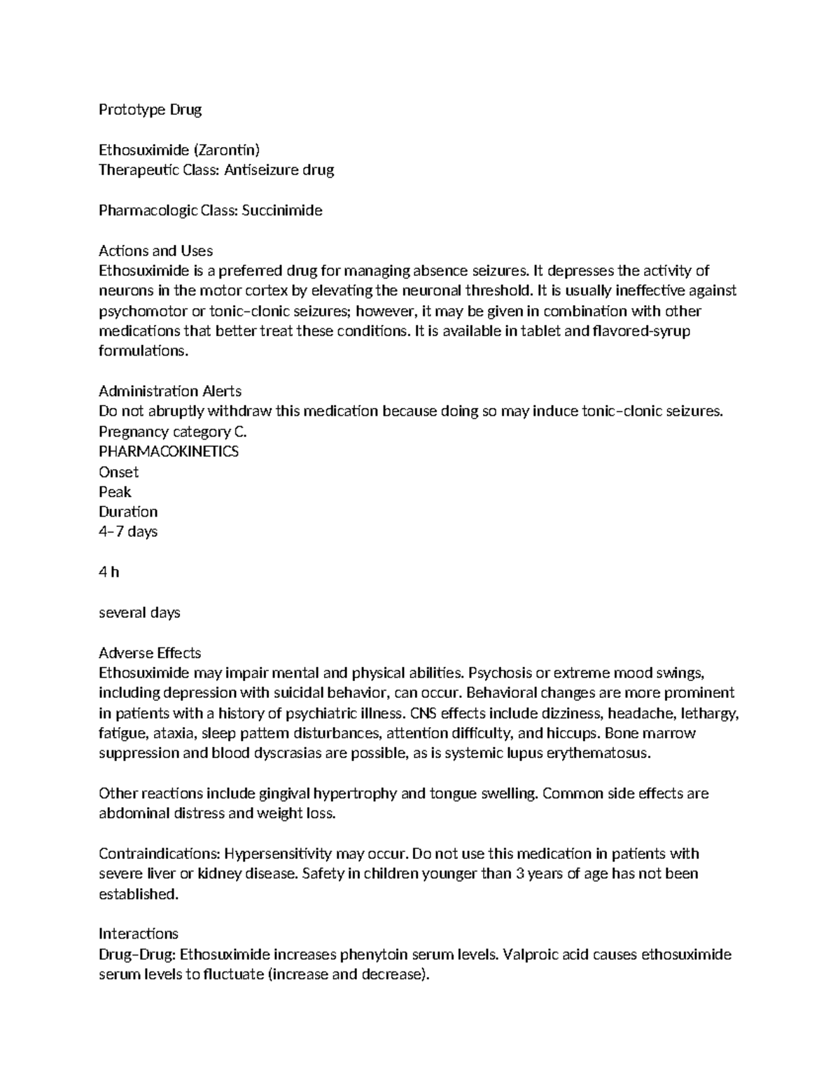 Prototype Drug Ethosuximide - Prototype Drug Ethosuximide (Zarontin ...