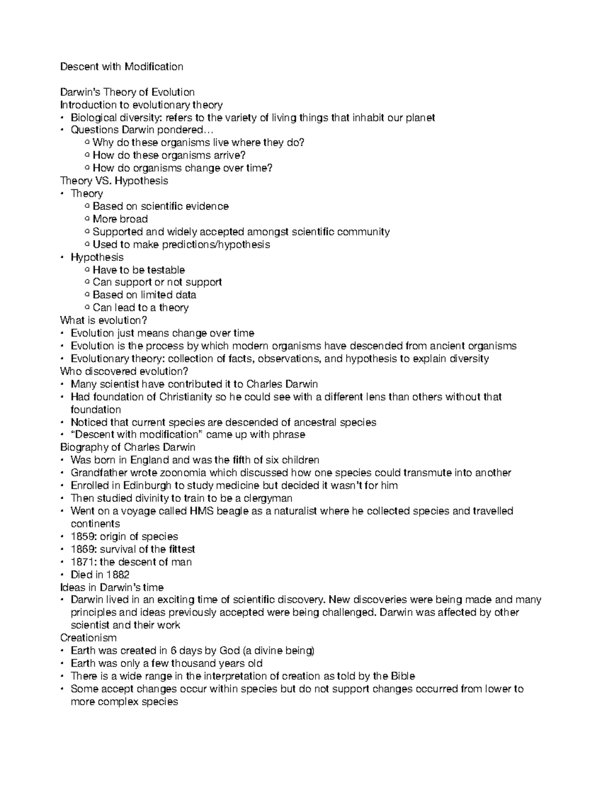 Descent with Modification - Descent with Modification Darwin’s Theory ...