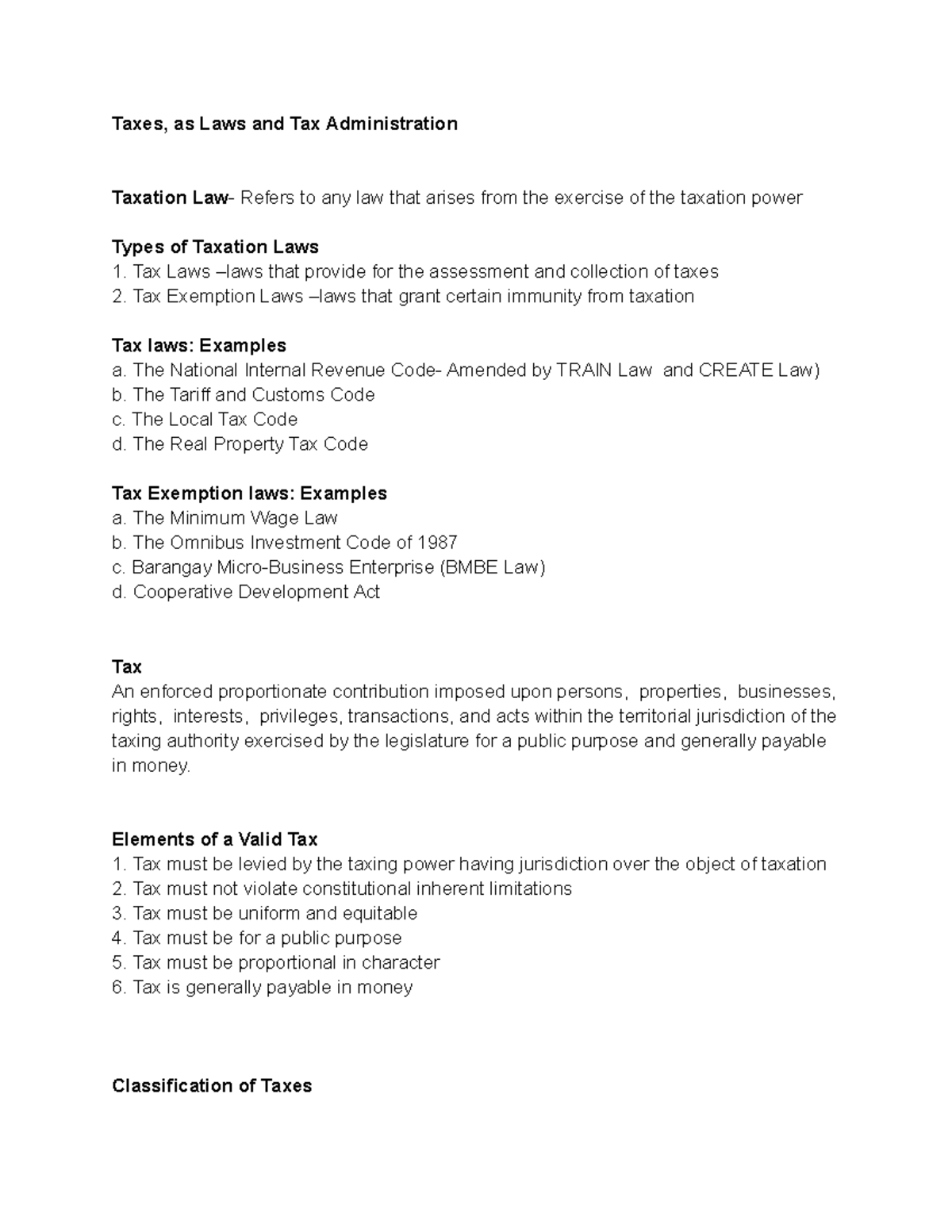 Taxes, as Laws and Tax Administration - Taxes, as Laws and Tax ...