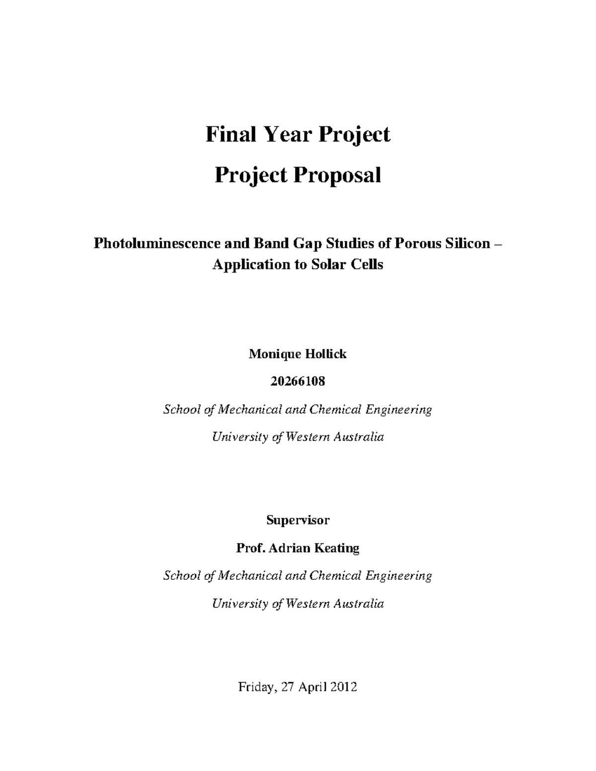 University Final Year Project Proposal Template-42632 - Final Year ...